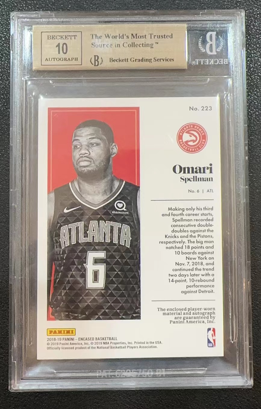 2018-19 Panini Encased Omari Spellman RC 【肥波球星卡】云端 老鹰 斯佩尔曼 25编 新秀球衣 ...