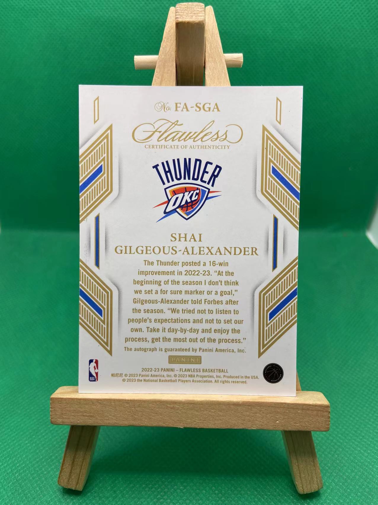 22-23 Panini Flawless Shai Gilgeous-Alexander【舒克卡社】手提 雷霆 SGA 亚历山大 10编 金 ...