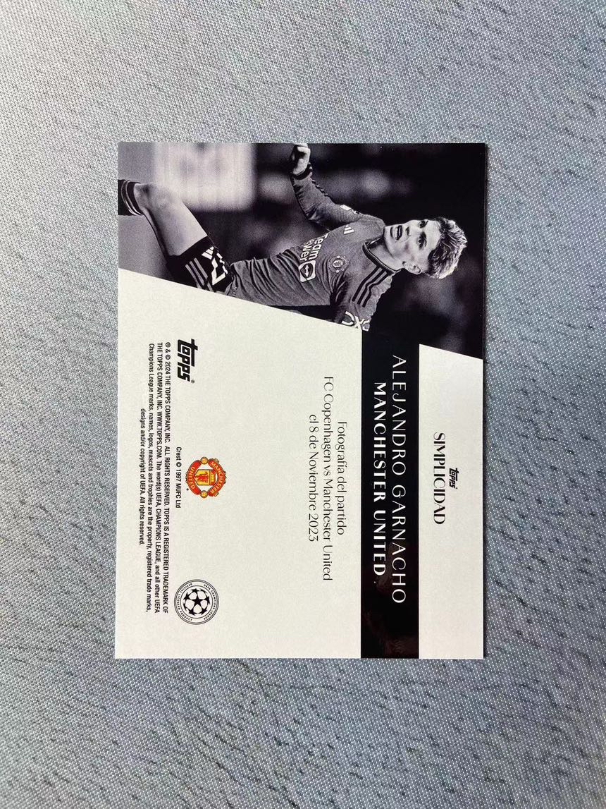 2023-24 Topps Simplicidad ALEJANDRO GARNACHO 西班牙极简 曼联 加纳乔 阿根廷小将 25编紫折签字 ...