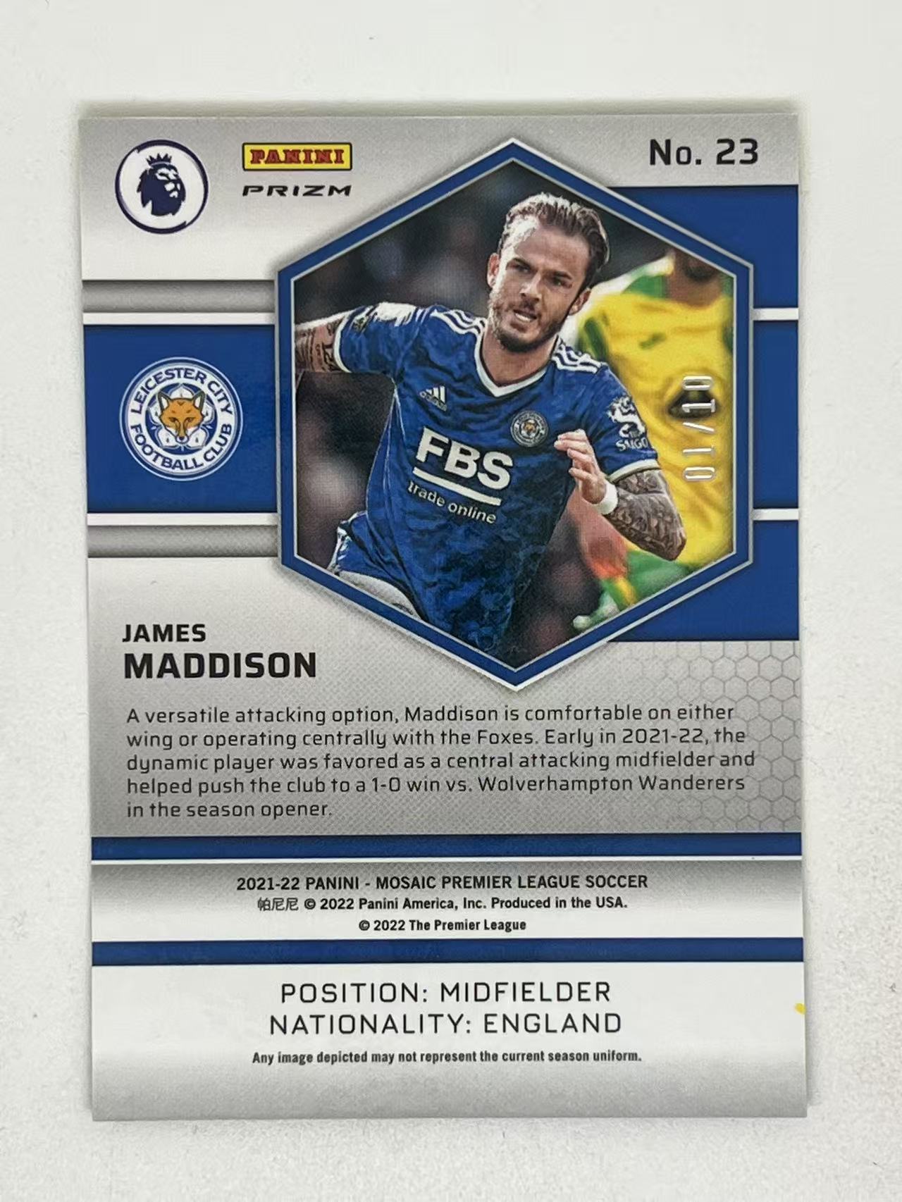 2021-22 Panini Mosaic James Maddison 【宁动拍卖】英超 马赛克 莱斯特城 詹姆斯 麦迪逊 01/10编 首 ...