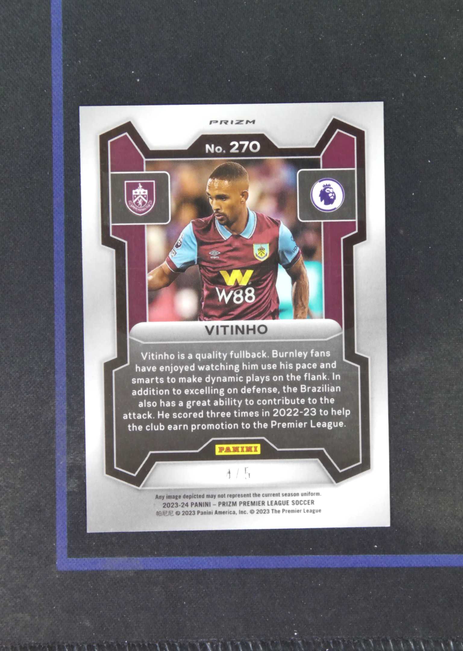 2023-24 Panini Prizm Vitinho RC 维蒂尼奥 4/5 超低编 英超PZ 新秀 绿平行 稀有好卡 小凯代拍（老夏 ...