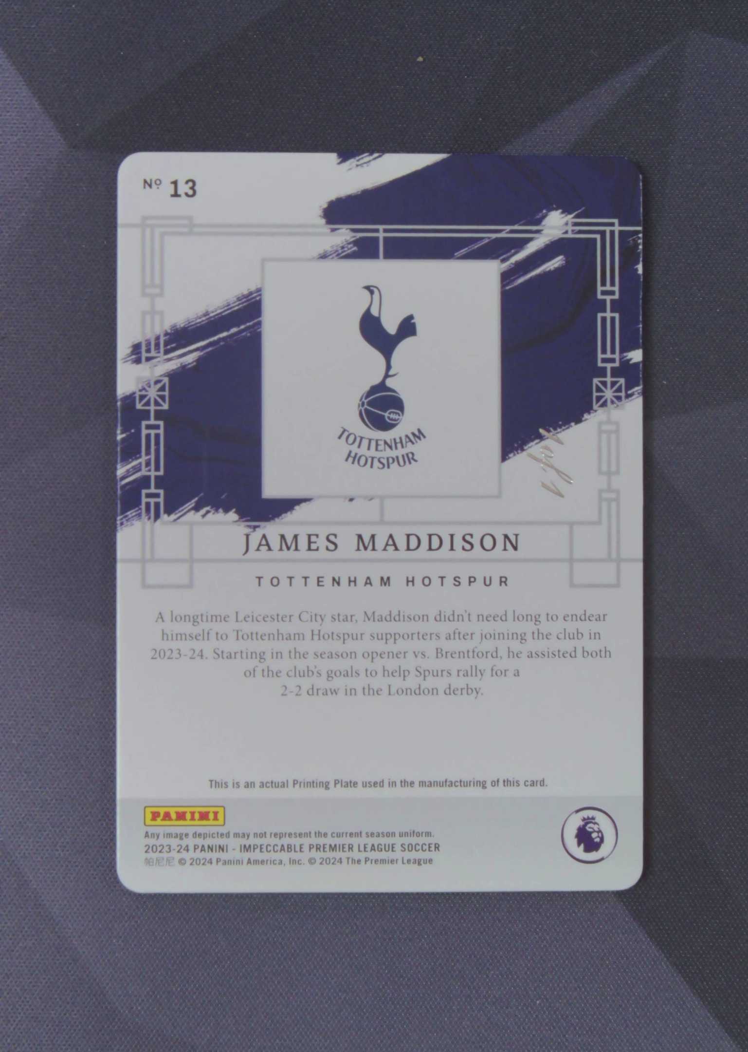 2023-24 Panini Impeccable James Maddison 【C 14 卷哥】詹姆斯 麦迪逊 ofo 1编 印刷版 小 ...