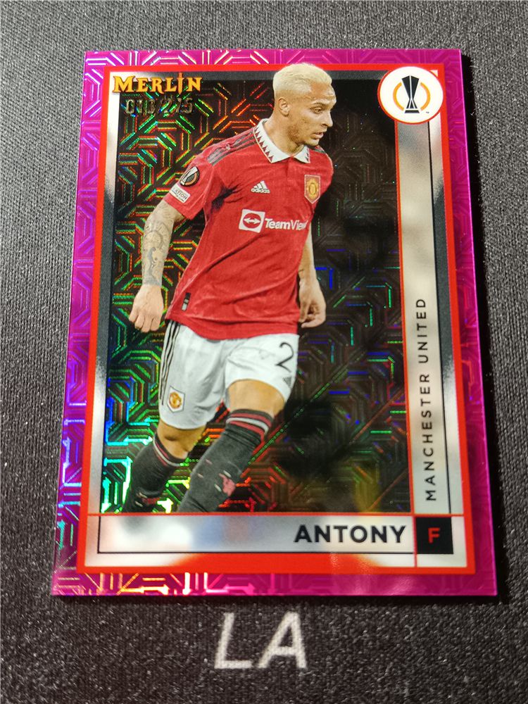 【LA拍卖】2022-23 Topps Merlin Antony 欧冠 梅林 安东尼 巴西 曼联 粉MOJO折 Base /275编 V43A 卡淘
