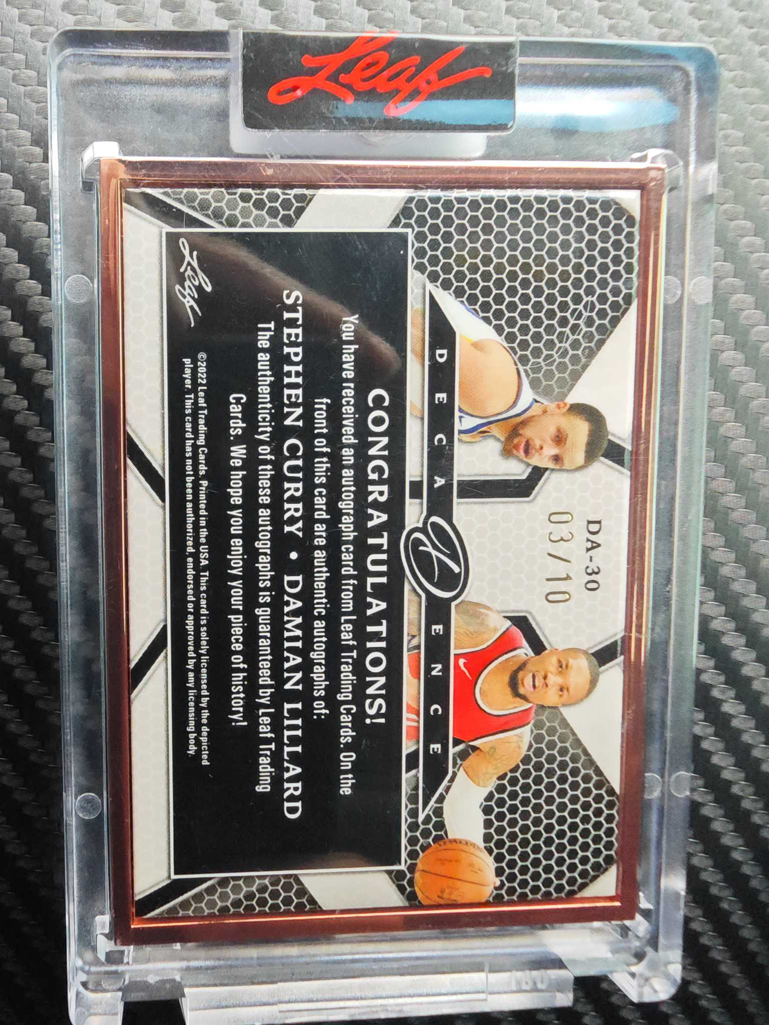 2022 Leaf NBA Hoops Decade Stephen Curry 库里vs利拉德 双人签字 03/10编同背 珍藏绝版利指导和 ...