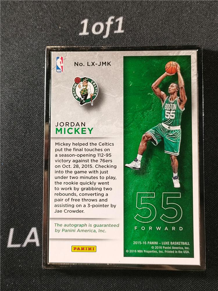 【LA拍卖精品】2015-16 Panini Luxe Jordan Mickey 新秀RC 乔丹 米基 凯尔特人 绝版系列 黑平行 金属框 ...
