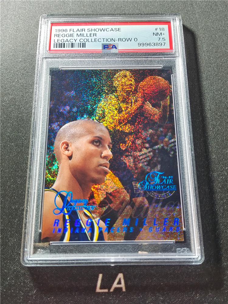 【LA拍卖精品】1996-97 Flair Showcase Reggie Miller 步行者 雷吉 米勒 普卡 Row0 碎花蓝字 限量150编 PSA7.5分 老卡稀少 专收 投资首选 ...
