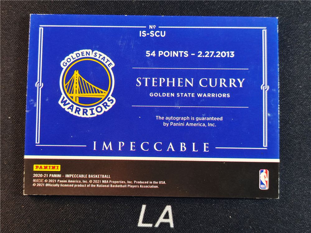 【LA拍卖精品】2020-21 Panini Impeccable Stephen Curry 小真金 勇士 斯蒂芬 库里 历史三分王 限量 ...