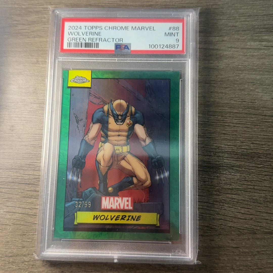 2024 Topps Marvel (MCU) wolverine Chrome hobby 漫威 tc 元年 金刚狼 正绿折 99编 psa评级 升值空间很高 ebay有价 收藏凑套必备 可 ...