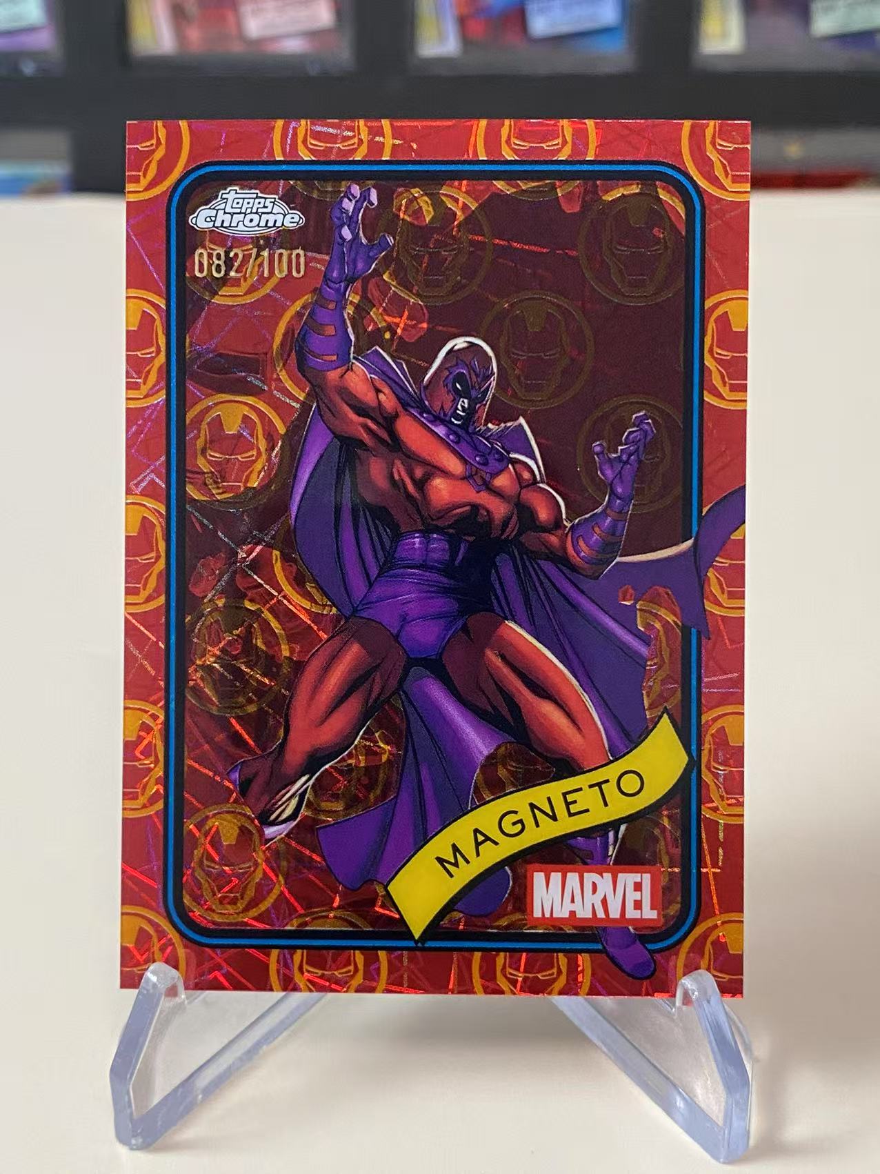 2025 Topps Marvel (MCU) Chrome 漫威 TC 红钢铁侠折 限编082/100 万磁王 收藏专收 卡品如图 ...