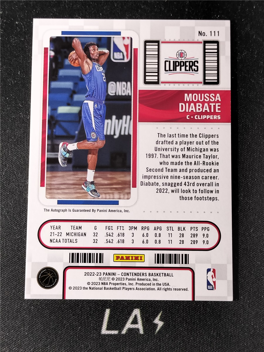 【LA拍卖】2022-23 Panini Contenders Moussa Diabate 球票 新秀RC 穆萨 迪亚巴特 穆萨 迪亚巴泰 ...