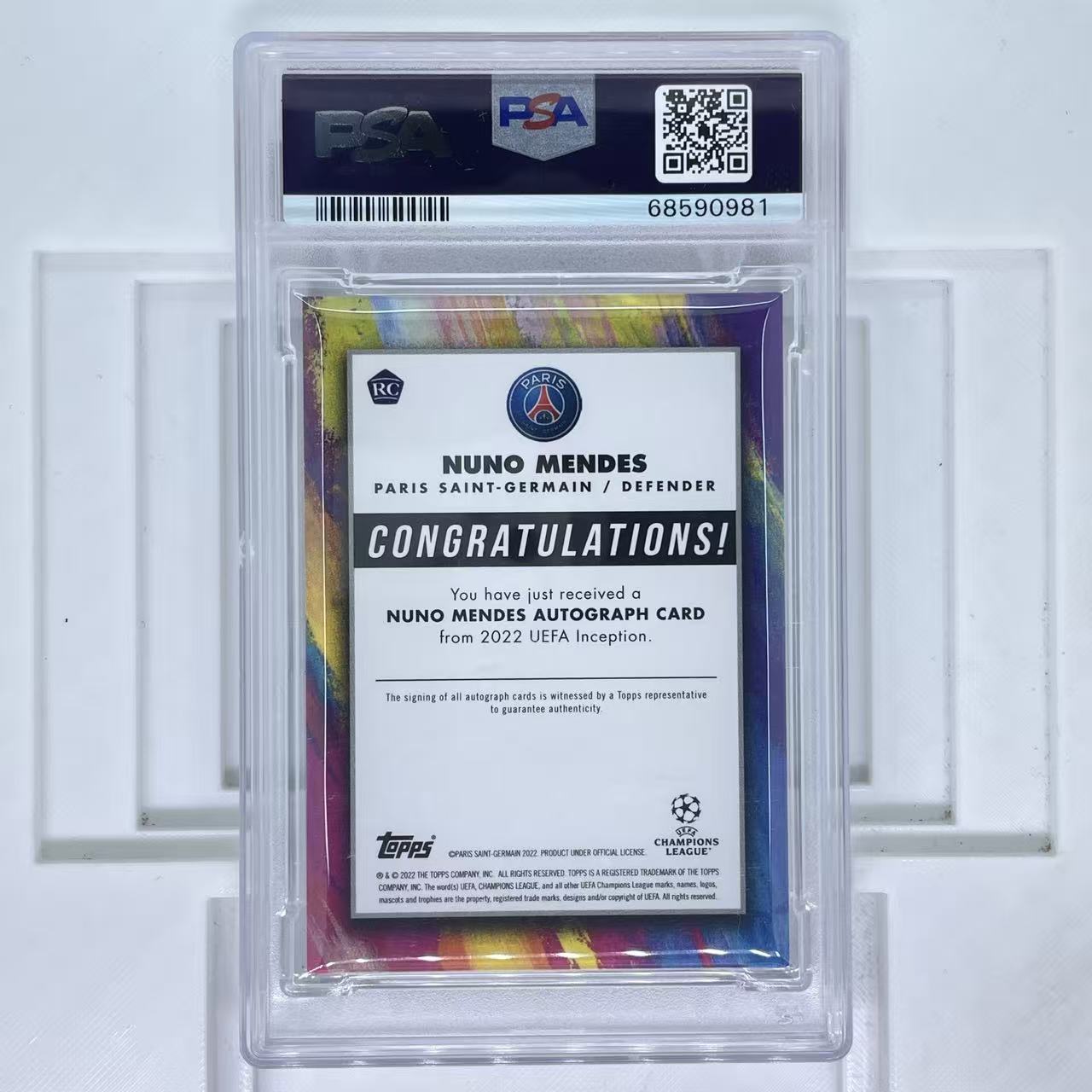 E+ 2021-22 Topps Inception Nuno Mendes RC 努诺 门德斯 新秀 大巴黎 巴黎圣日尔曼 葡萄牙 1/5编 ...