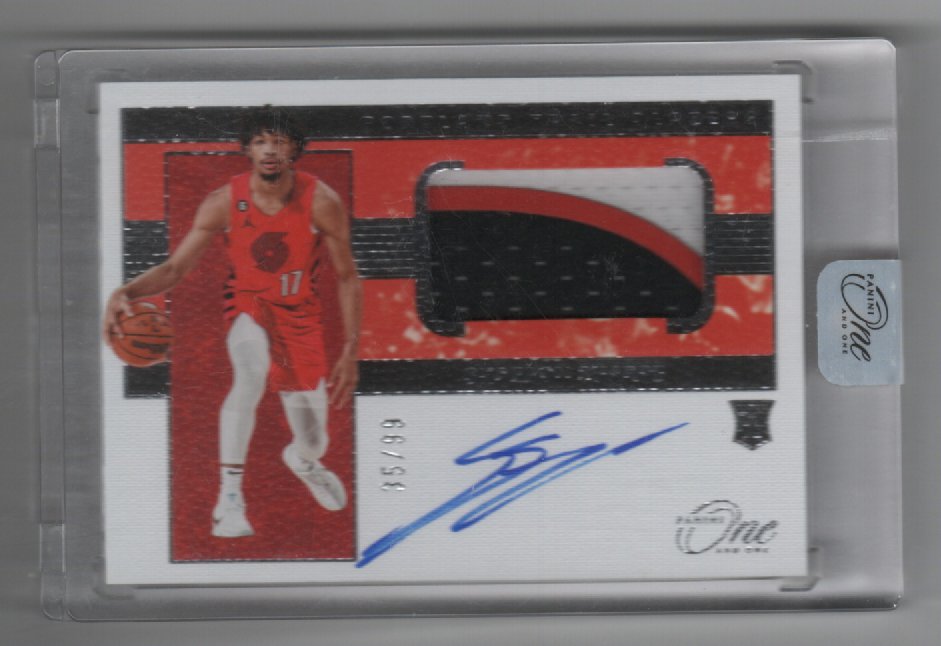 2022-23 Panini One and One Shaedon Sharpe RC 新秀 PATCH 签字 卡签 RPA 三色切割 谢登 ...