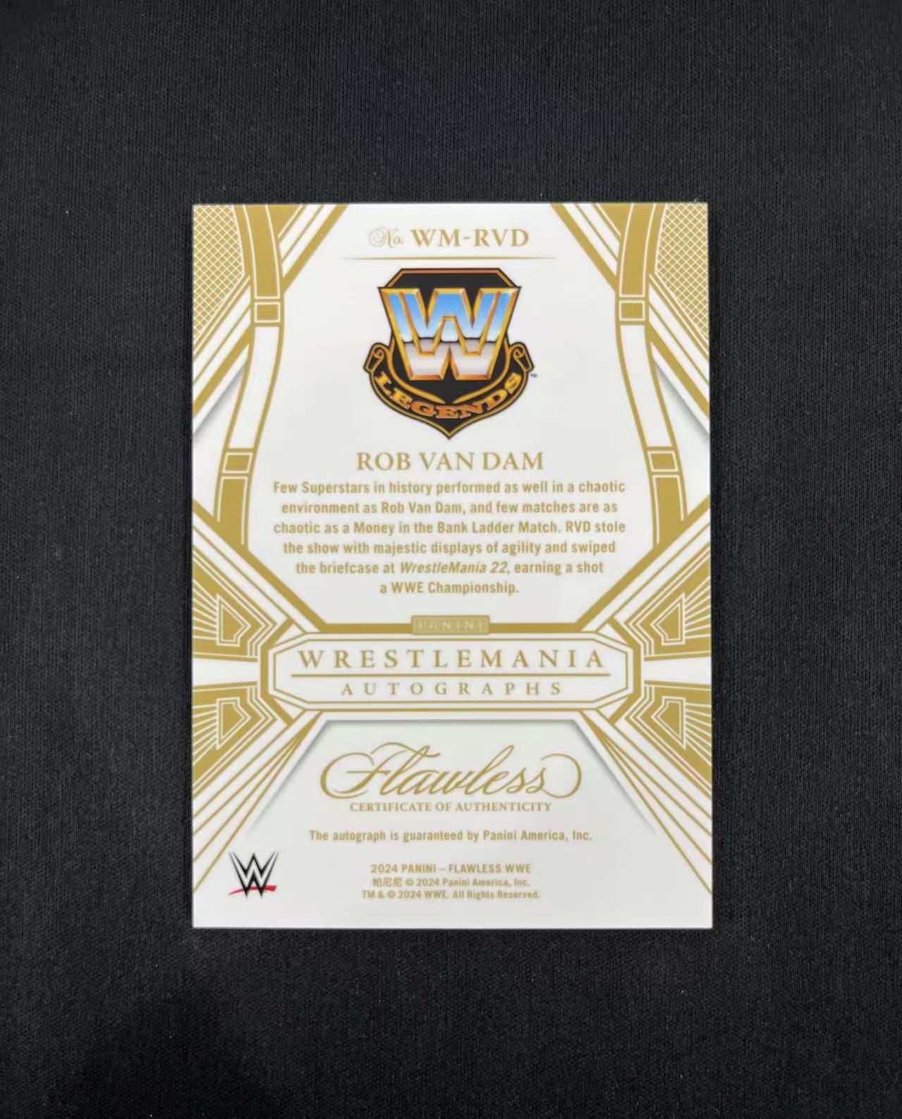 【长安代卖 截标预付80%】2024 Panini Flawless WWE 手提 Rob Van Dam 罗伯范丹姆 RVD 五星蛙扑 ...