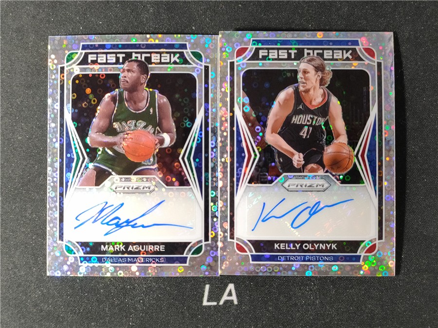 【LA拍卖】2021-22 Panini Prizm 马克 阿奎尔 马克 阿吉雷 独行侠 凯利 奥利尼克 活塞 Fast Break 银泡泡折 签字 完美墨 2张打包 卡品如图 AIK 卡淘