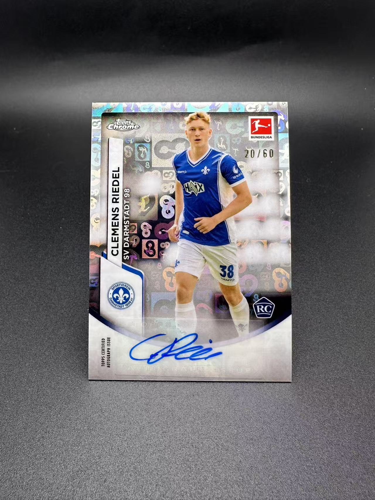 2024 Topps Chrome Clemens Riedel RC 【湖水蓝拍卖】克莱门斯 里德尔 达姆施塔特 德甲TC 60周年折 签字 ...