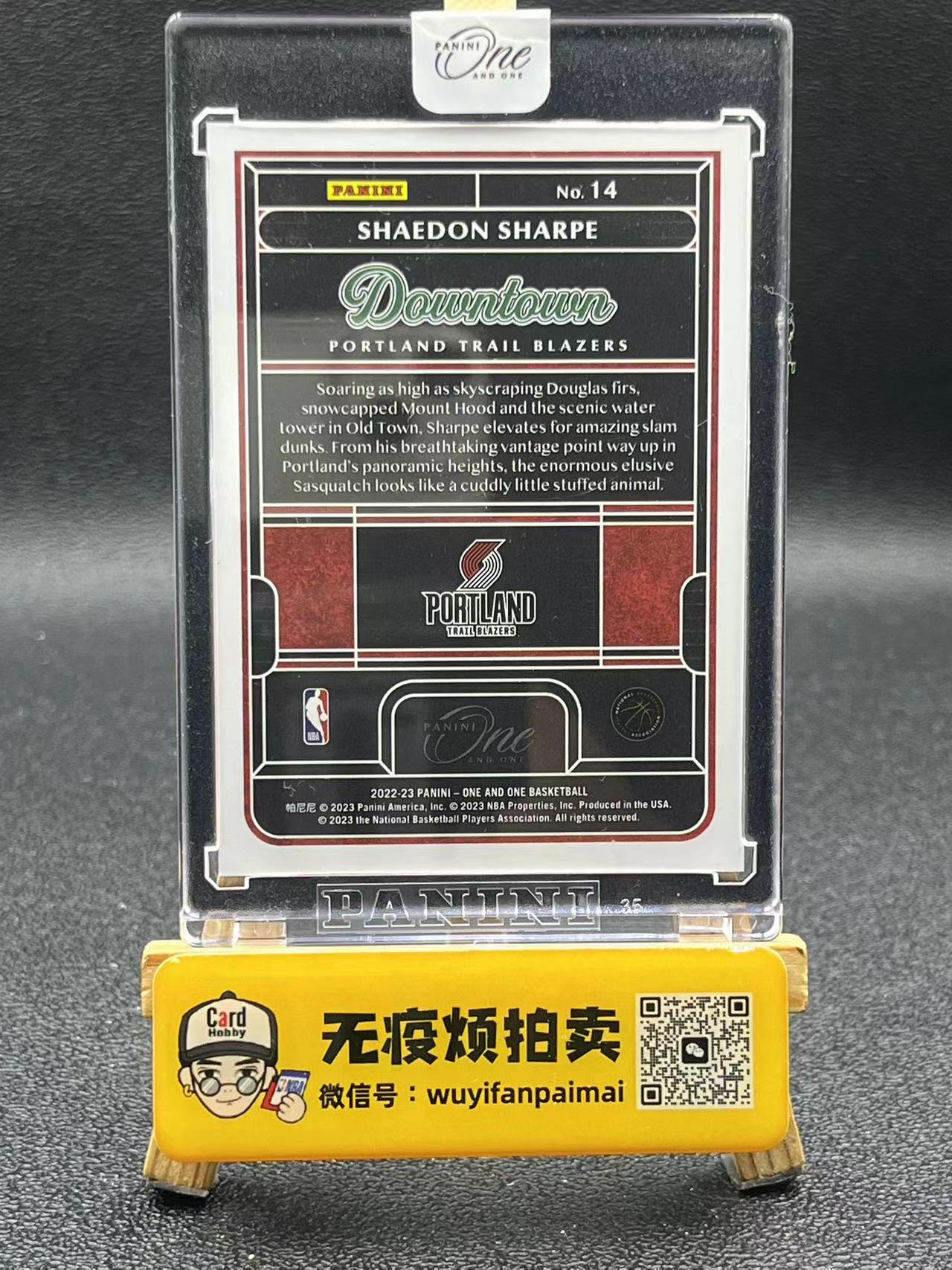 2022-23 Panini One and One Shaedon Sharpe 【无疫烦拍卖】开拓者 谢登夏普 新秀RC downtown ...