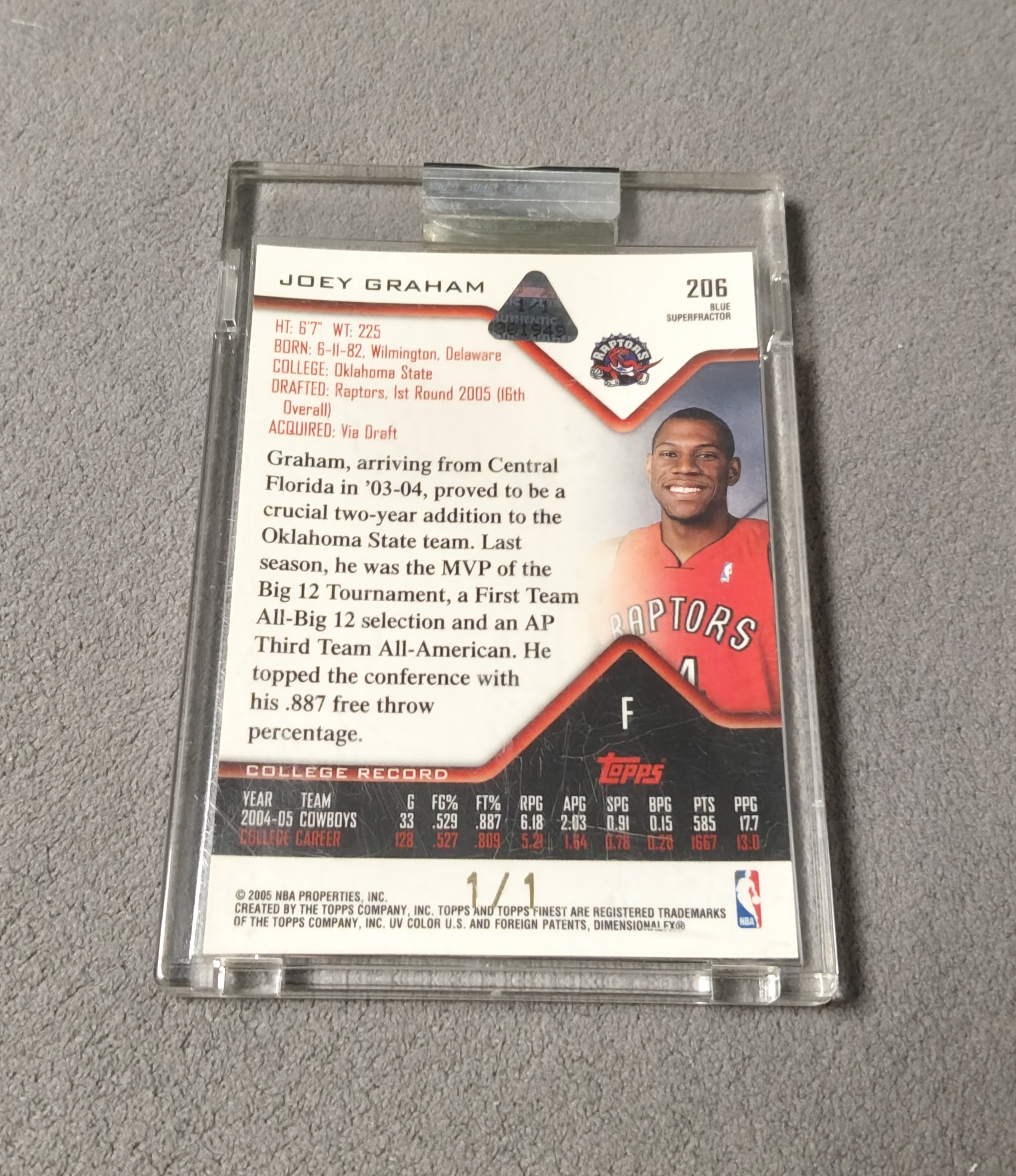 2004-05 Topps Finest Greg Graham RC 猛龙 乔伊 格拉汉姆 1/1 爆金 超级折 原封砖 卡淘