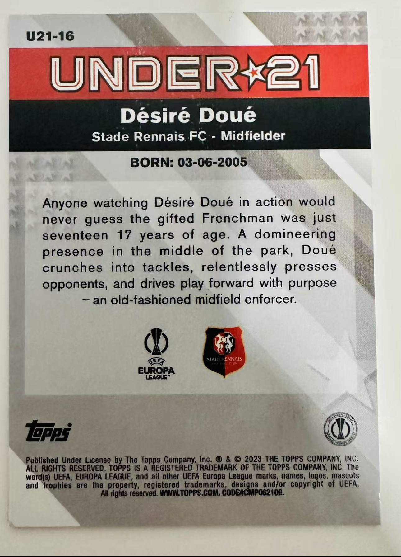 2022-23 Topps Merlin chrome Désiré Doué RC 杜埃 新秀 法国 雷恩 巴黎圣日耳曼 大巴黎 欧冠 有望 ...
