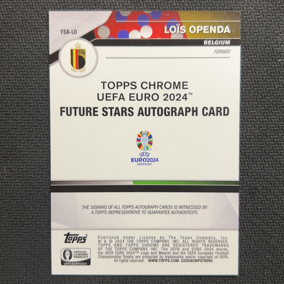 2024 Topps Chrome Openda 欧洲杯 比利时 莱比锡红牛 奥蓬达 奥彭达 未来之星 50编 低编 金折射 签字 完美墨迹 ...