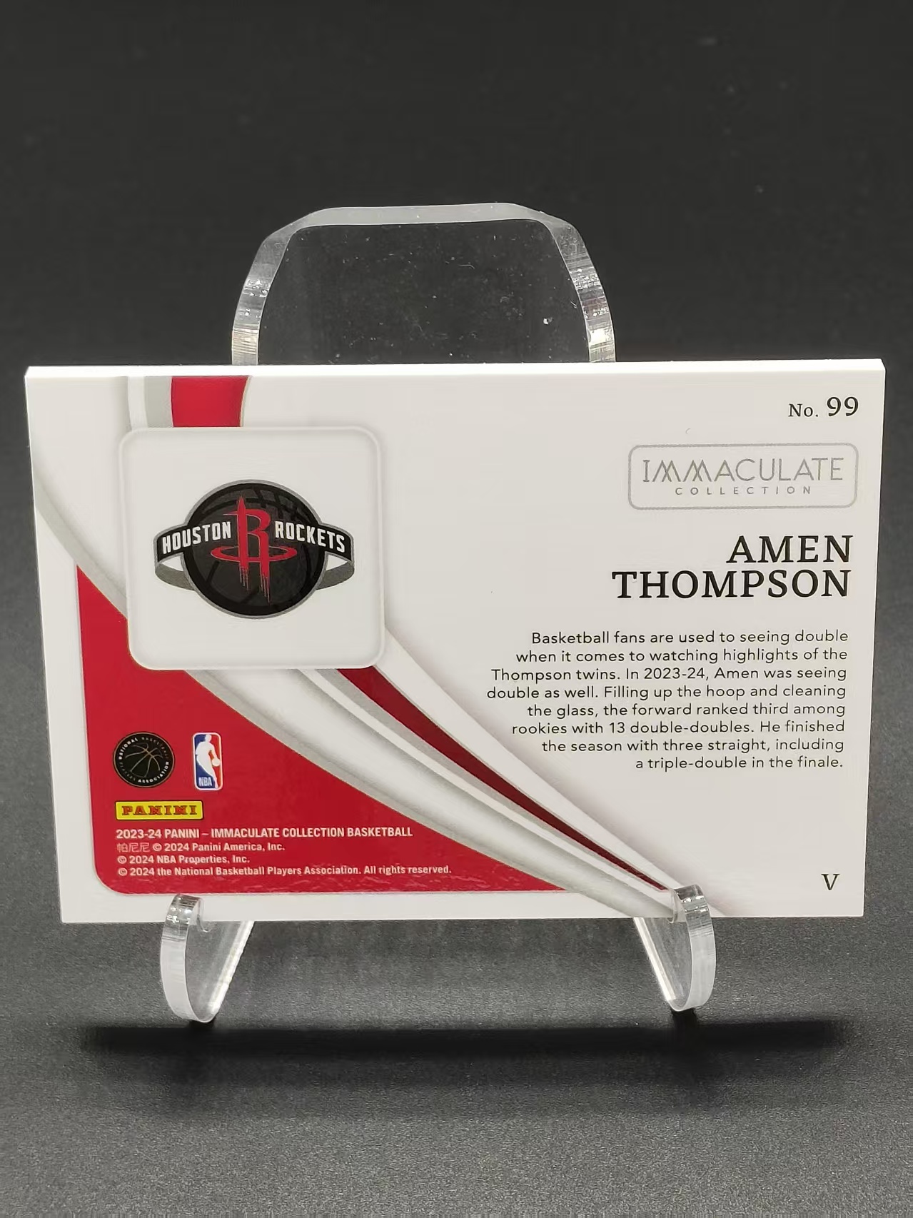2023-24 Panini Immaculate Amen Thompson RC 爱咪咪 阿门·汤普森 火箭 32/49编 红平行 收藏 ...
