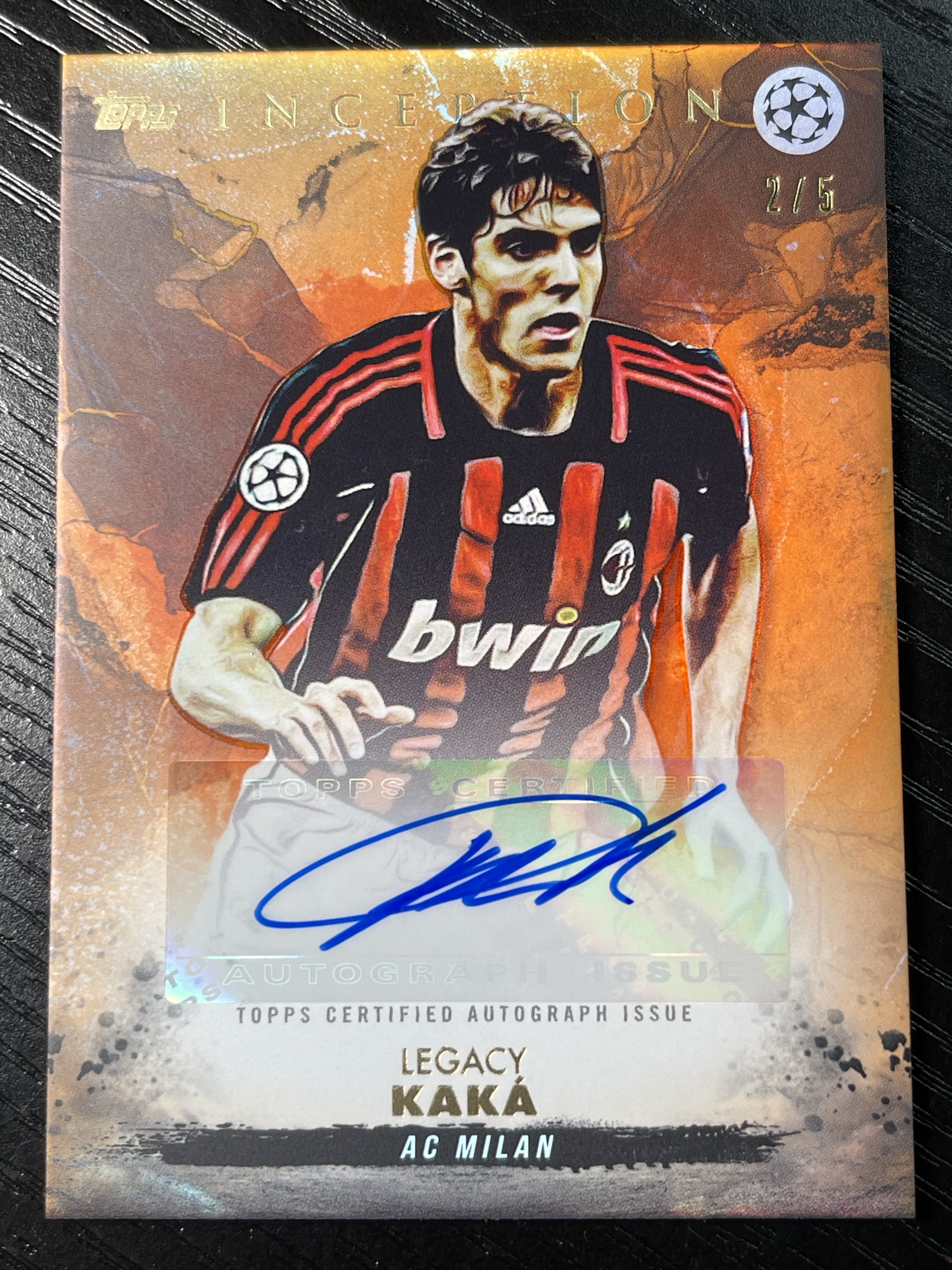 2022-23 Topps inception Kaká 盗梦空间 AC米兰 卡卡 签字 2/5编 超低编 橙泼墨 卡品超级完美 可博十分 ...