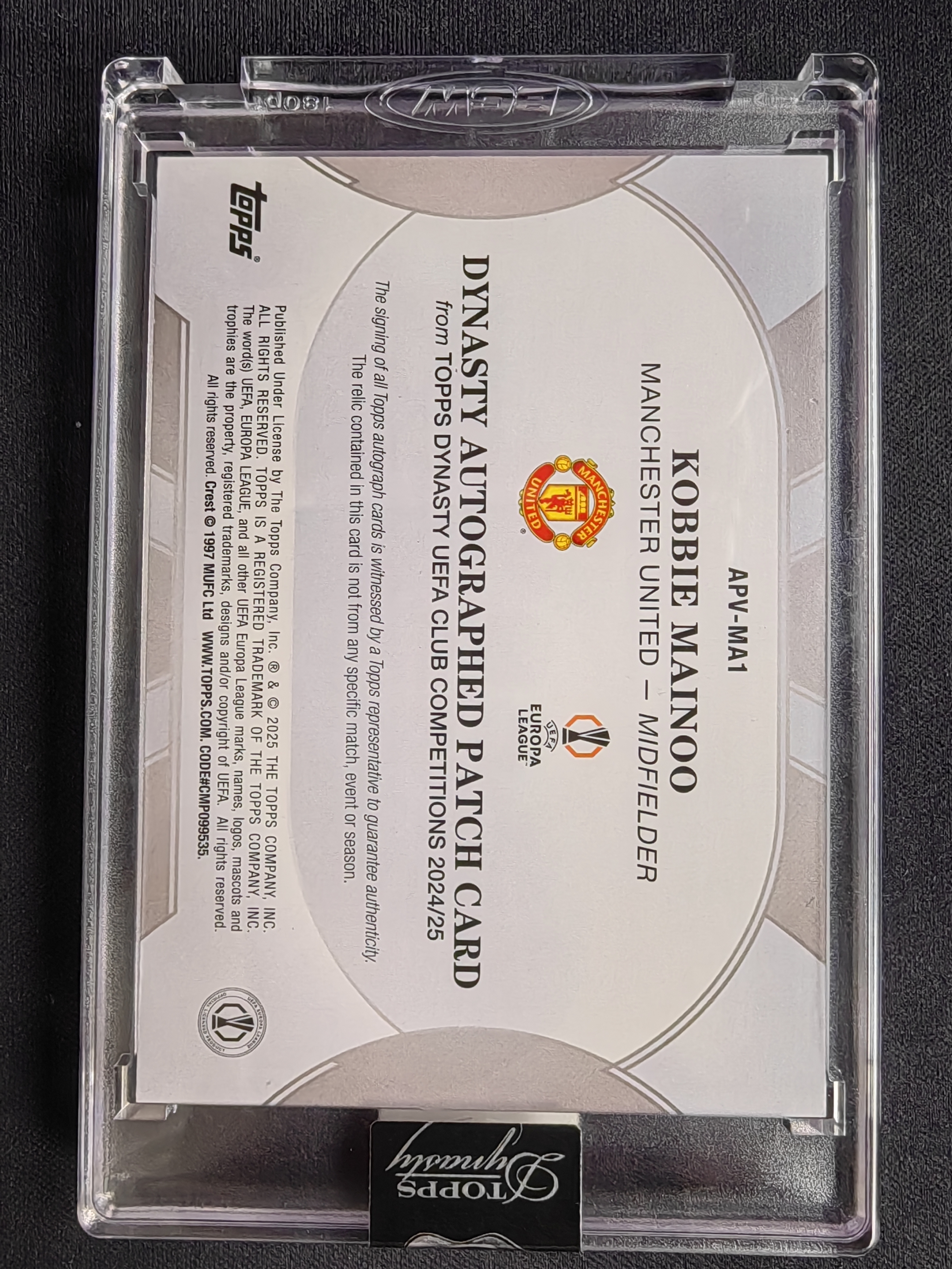 2024-25 Topps Dynasty Kobbie Mainoo 足球顶级系列王朝 科比 梅努 曼联 英格兰 大窗双色切割落场球衣签字 ...