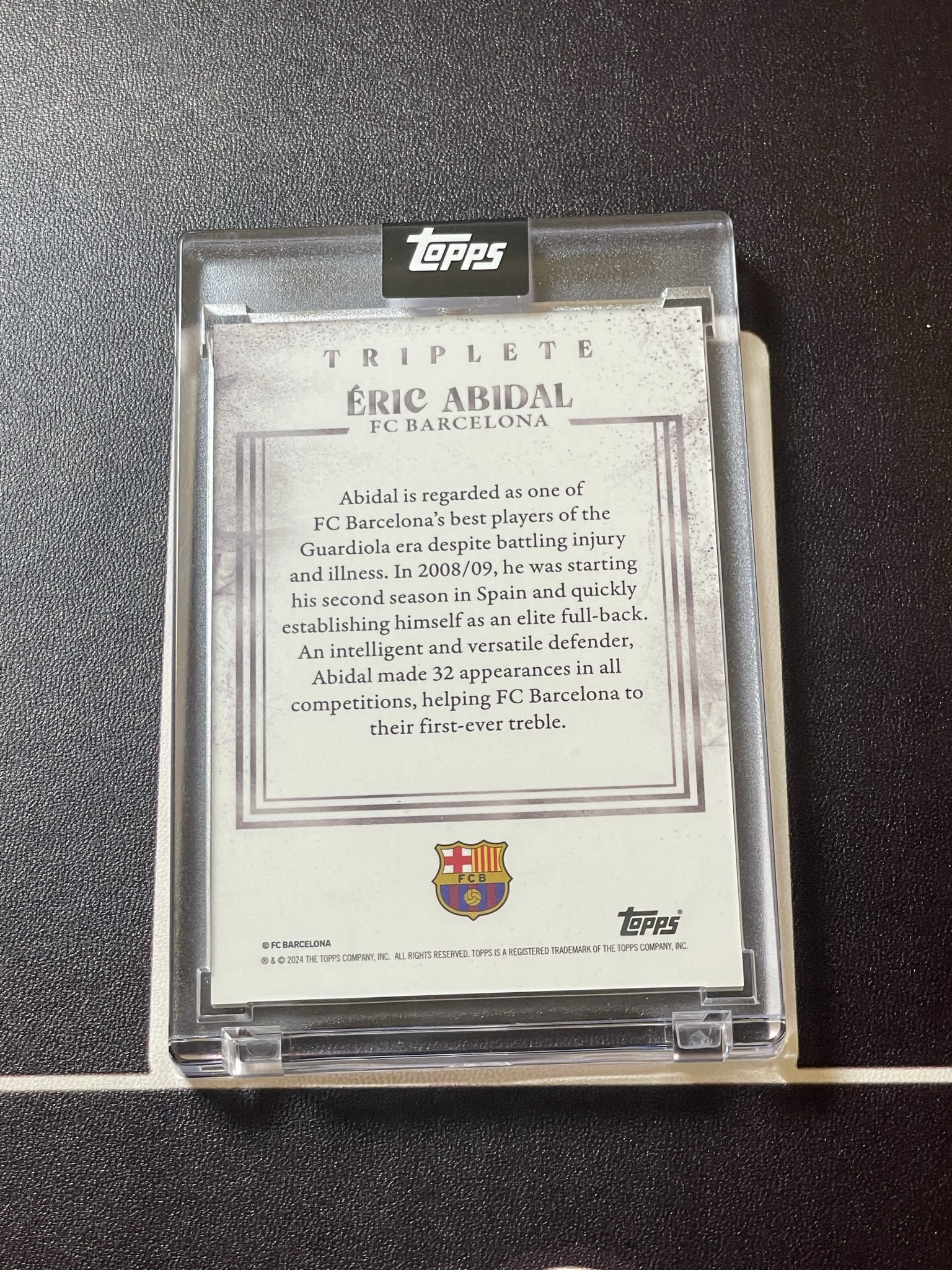 2008-09 Topps FC Barcelona Triplete Abidal 巴萨 三冠王 队盒 巴塞罗那 阿比达尔 签字 99编 卡 ...