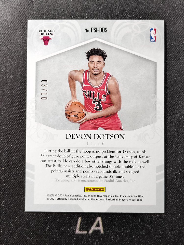 【LA拍卖】2020-21 Panini Private Signings Devon Dotson 新秀RC 德文 多特森 公牛 奇才 插入 ...