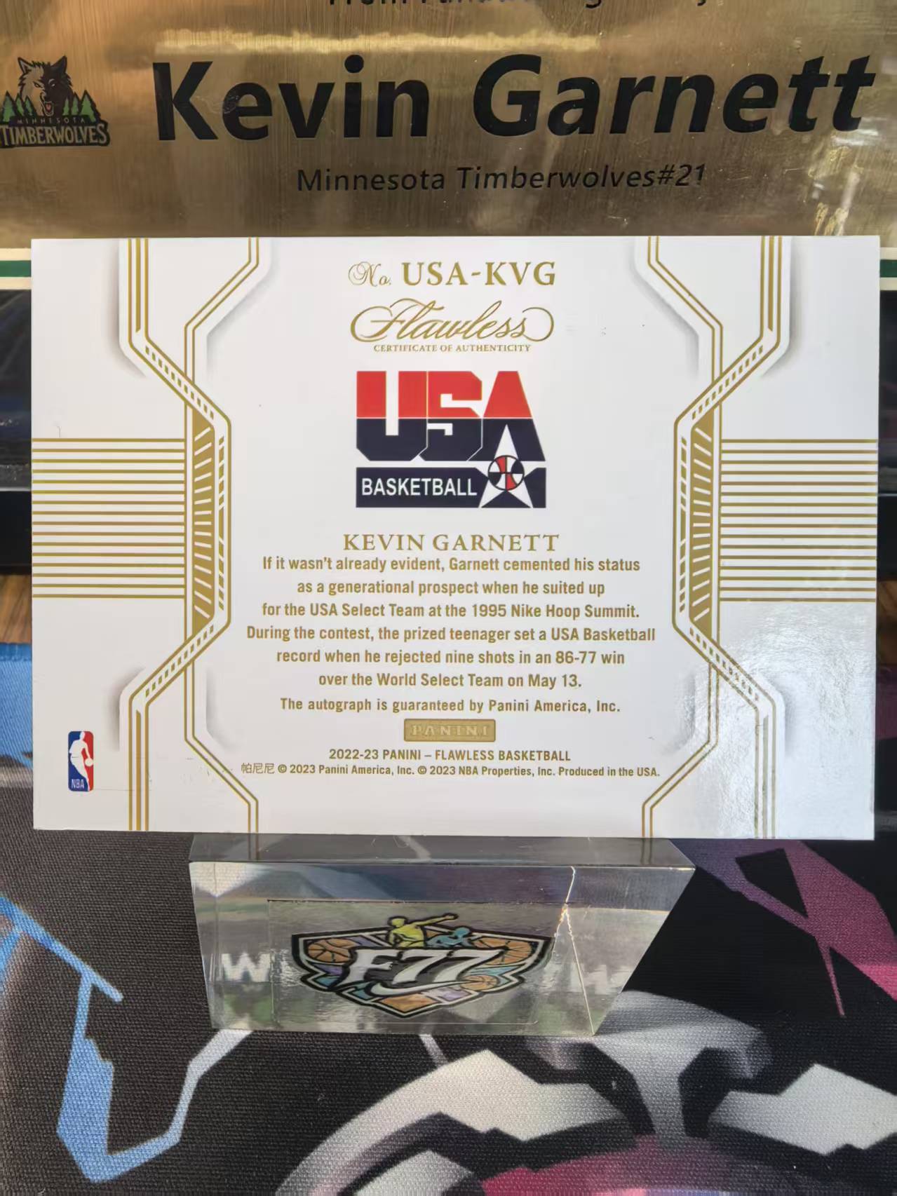 2022-23 Panini Flawless Kevin Garnett 手提 梦之队 森林狼 凯文 加内特 狼王 /25编 卡签 签字 专 ...