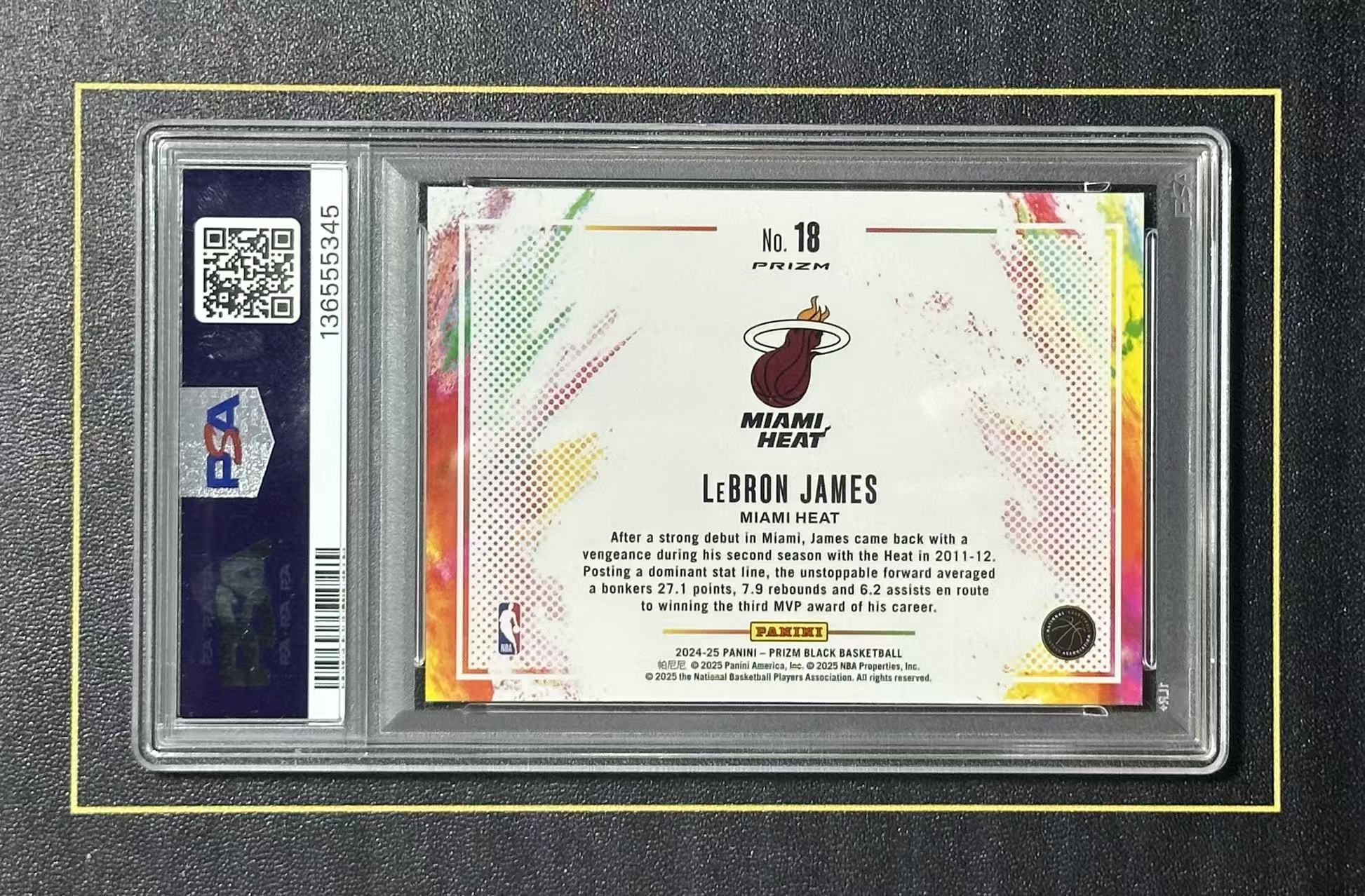 【超新星精品】2024-25 prizm black lebron James 热火 勒布朗 詹姆斯 折射 color blast 泼墨 大 ...