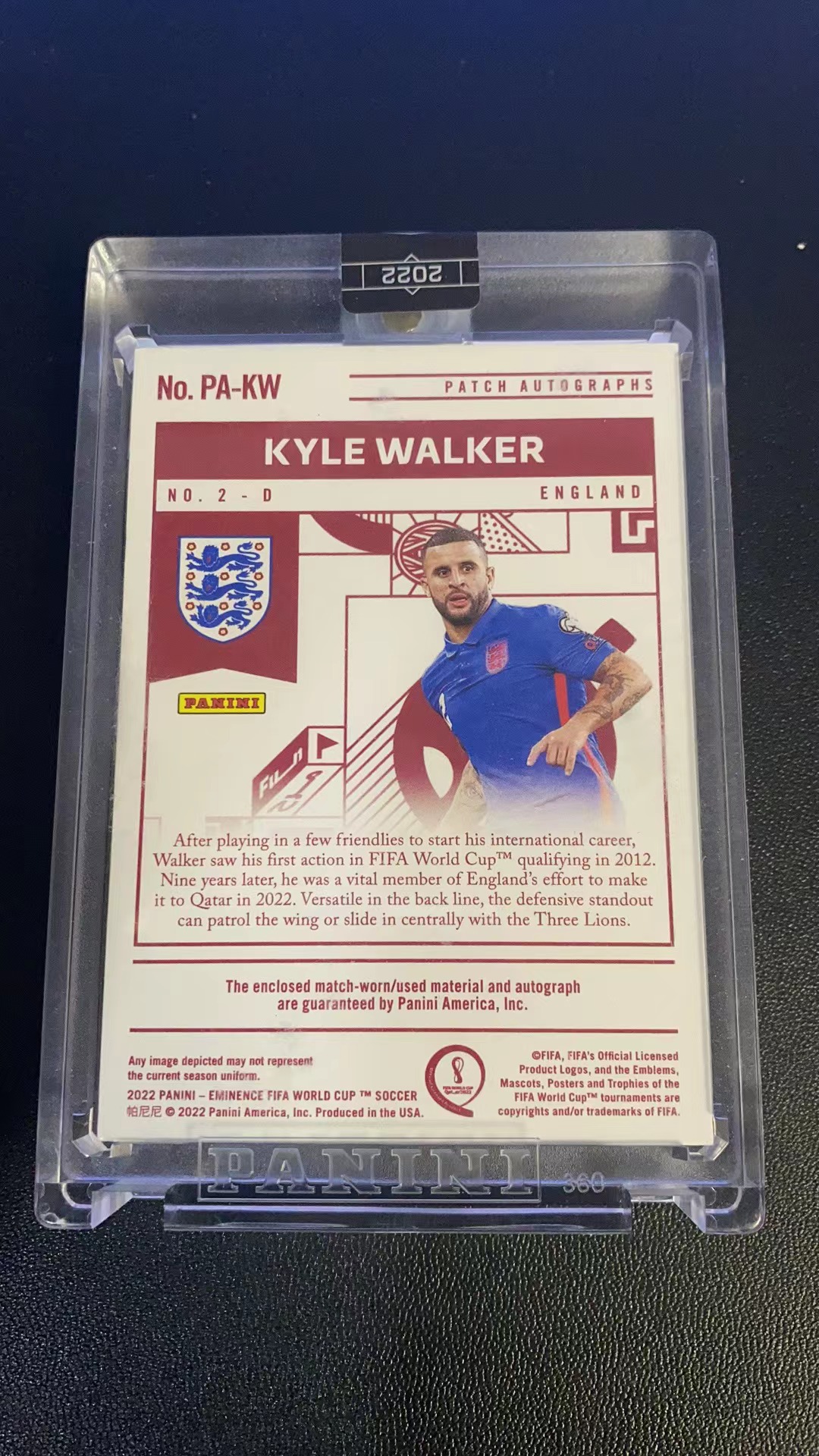 2022 Panini Eminence Kyle Walker 《TSS免费代卖》真金白银 大真金 世界杯 英格兰 曼城 凯尔 沃克 球衣 ...