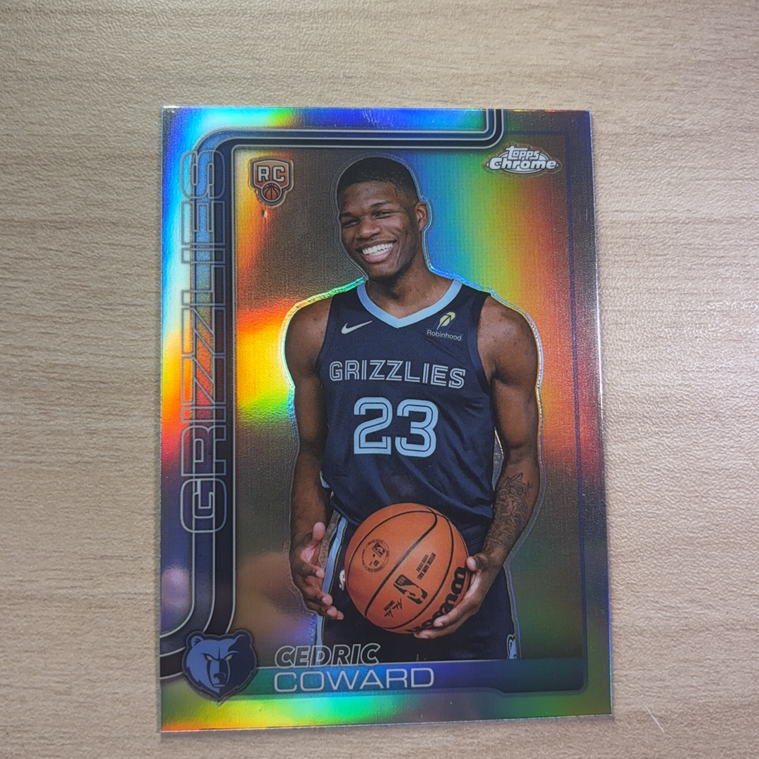 2025-26 Topps Chrome Cedric Coward RC 元年 TC 新秀 塞德里克 考沃德 正银折 灰熊 优质3D 卡品如 ...