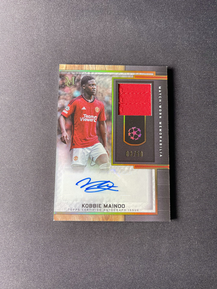 2024 Topps Museum Kobbie Mainoo 欧冠博物馆 曼联 科比梅努 落场球衣 签字 折射 金折 03/50 瑕疵如图 ...