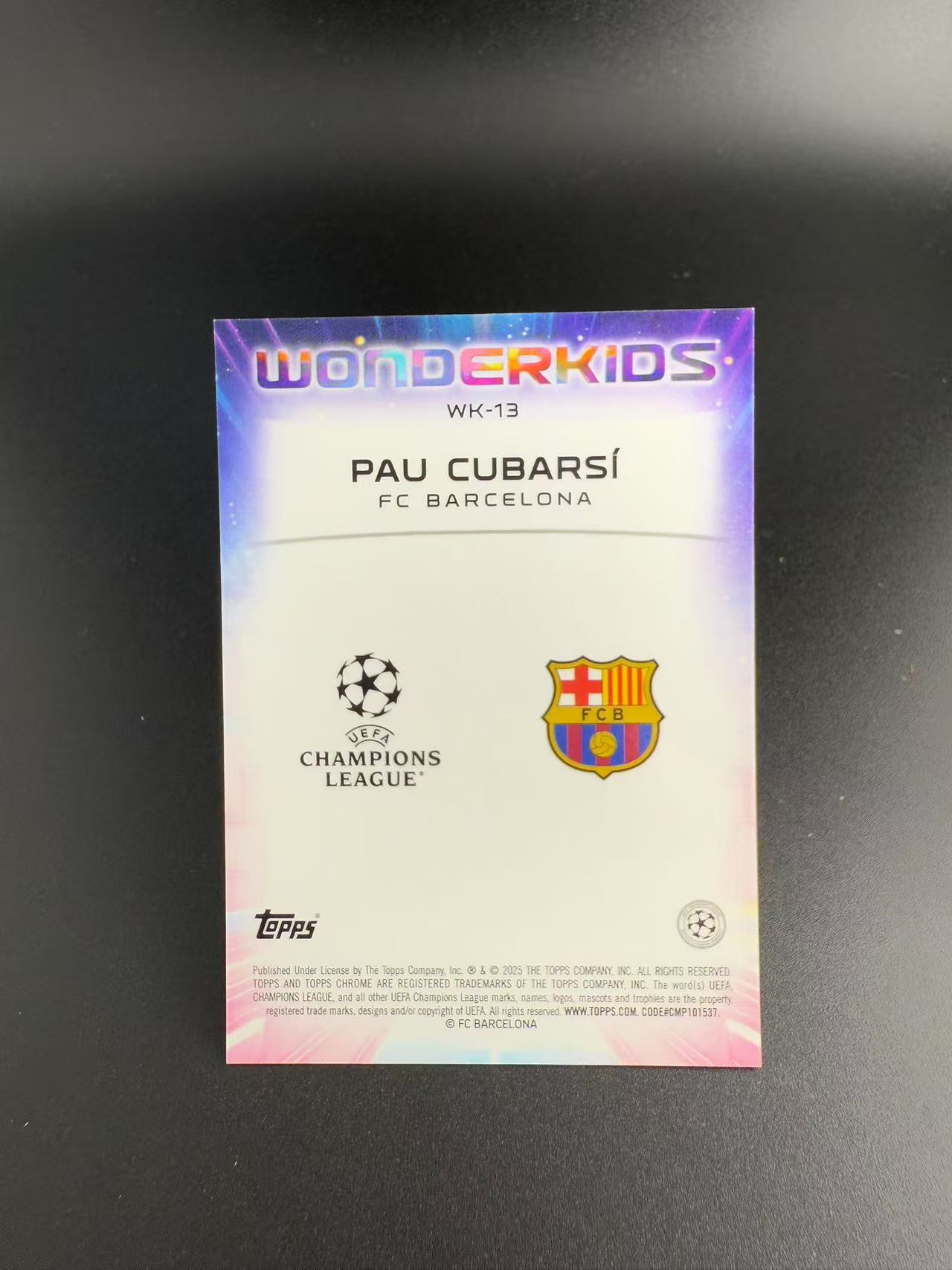 2025 Topps Chrome Pau Cubarsi 【湖水蓝拍卖】 库巴西 巴塞罗那 巴萨 欧战 欧冠 TC 神奇小妖 绿折 80/ ...
