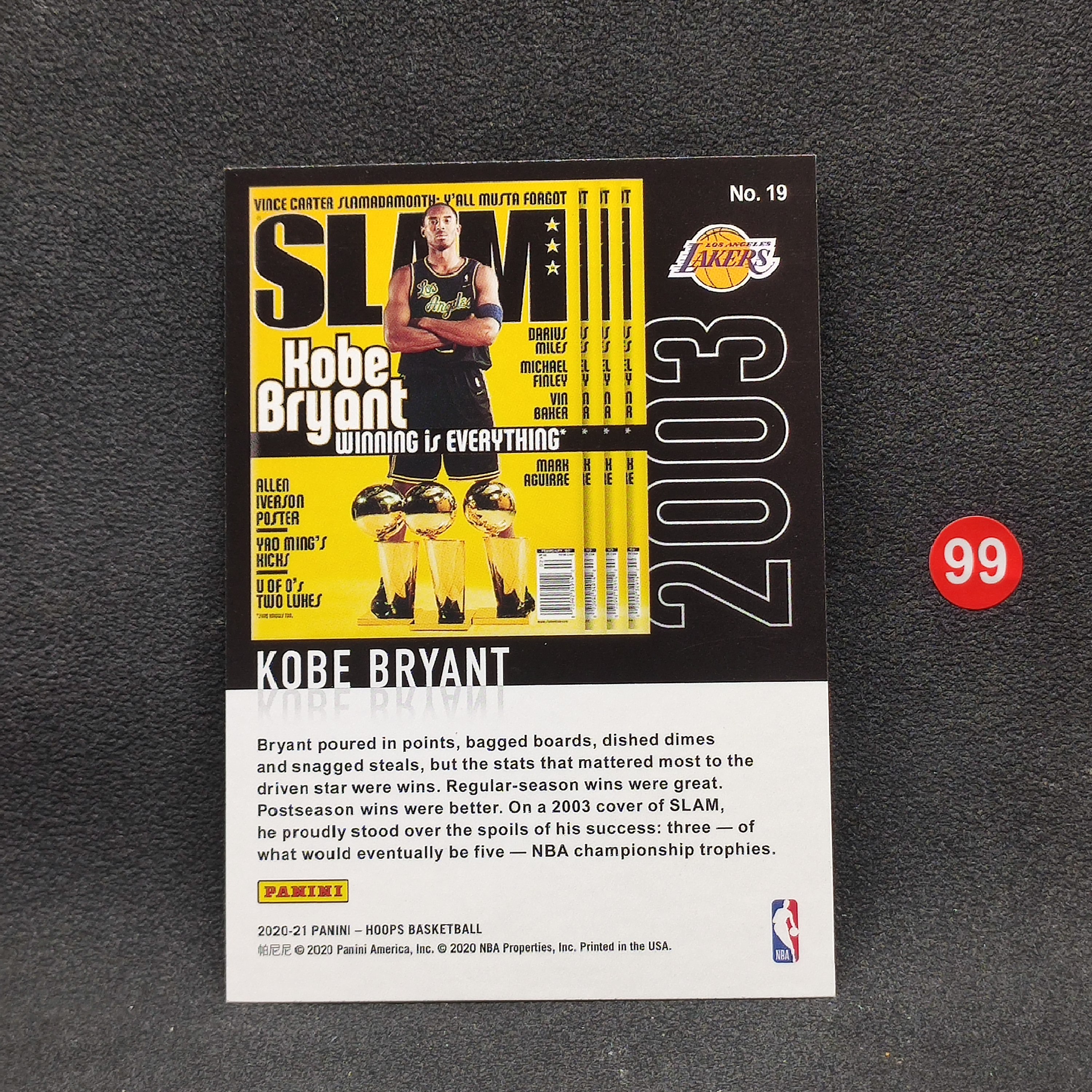 【大腿代卖提前预付80%】Kobe Bryant 科比布莱恩特 2020-21 Panini Hoops SLAM 杂志特卡 银标 湖人 老大 ...