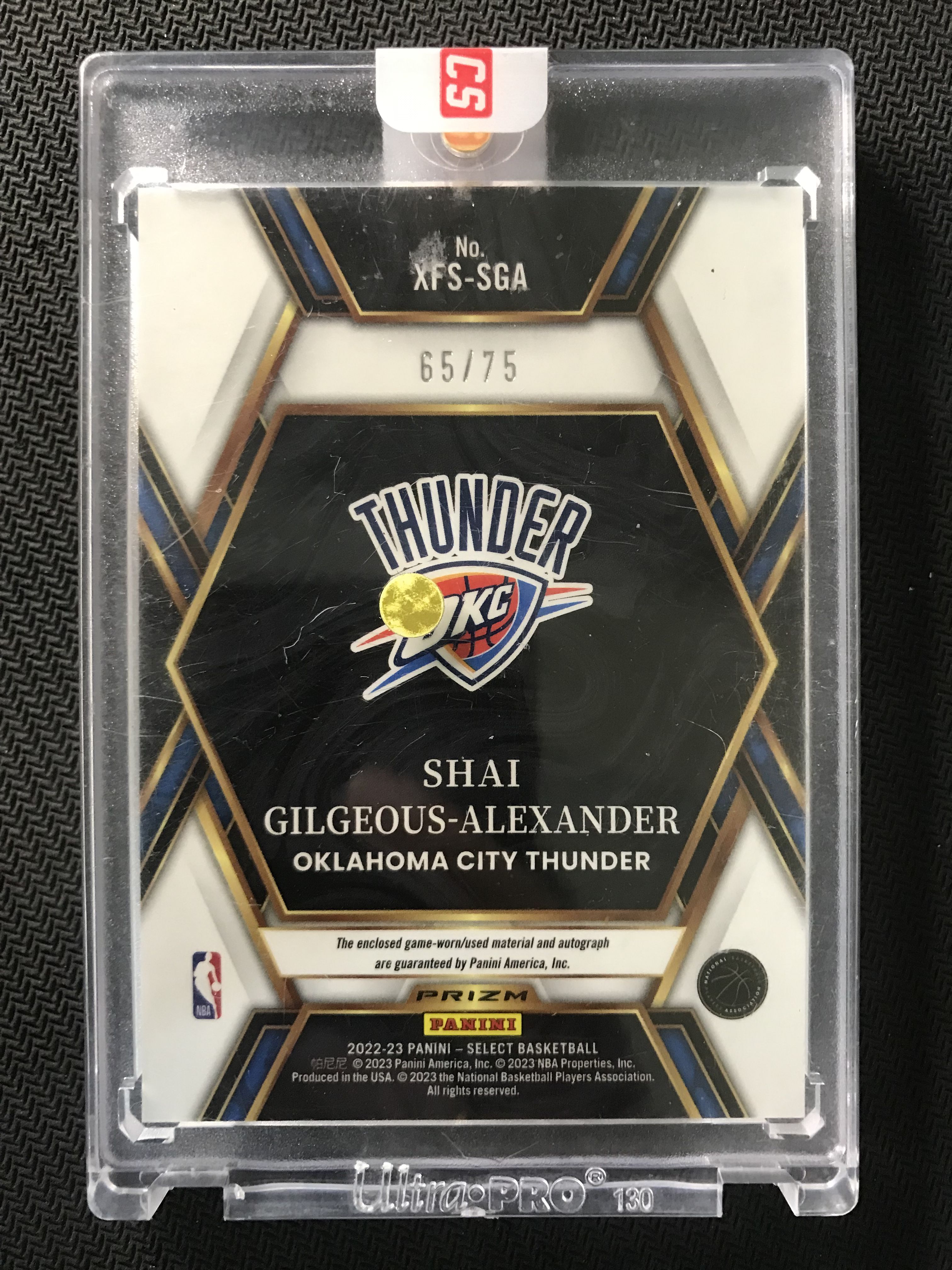 【纸牌屋】2022-23 PANINI Select 65/75编 X-Factor 小窗球衣 签字 卡签 雷霆 SGA 谢伊 吉尔杰斯 亚历山大 Shai Gilgeous ...