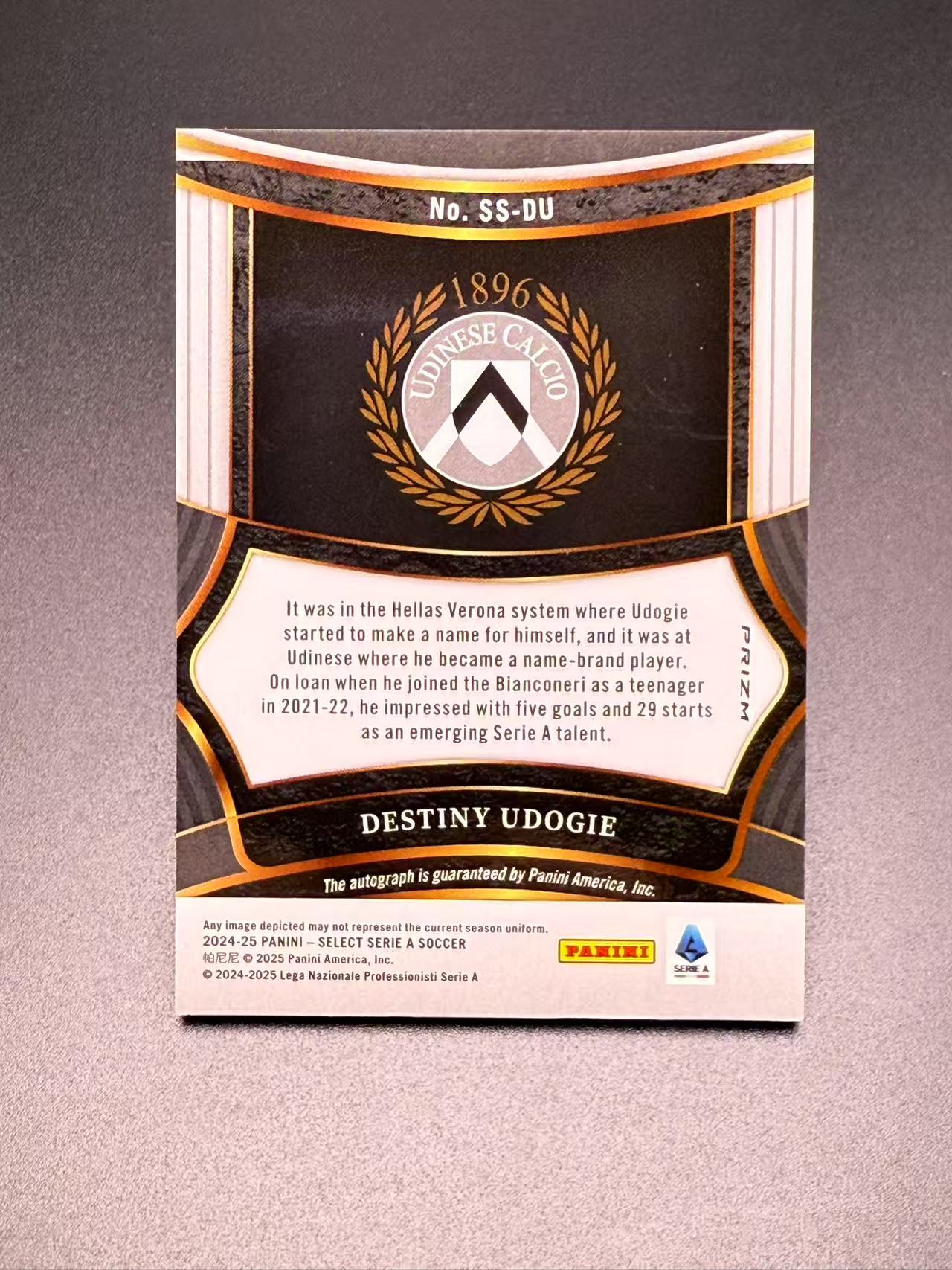 2024-25 Panini Select Destiny Udogie 【湖水蓝拍卖】德斯蒂尼 乌多吉 尤文图斯 意甲SE 签字 银折签 卡 ...