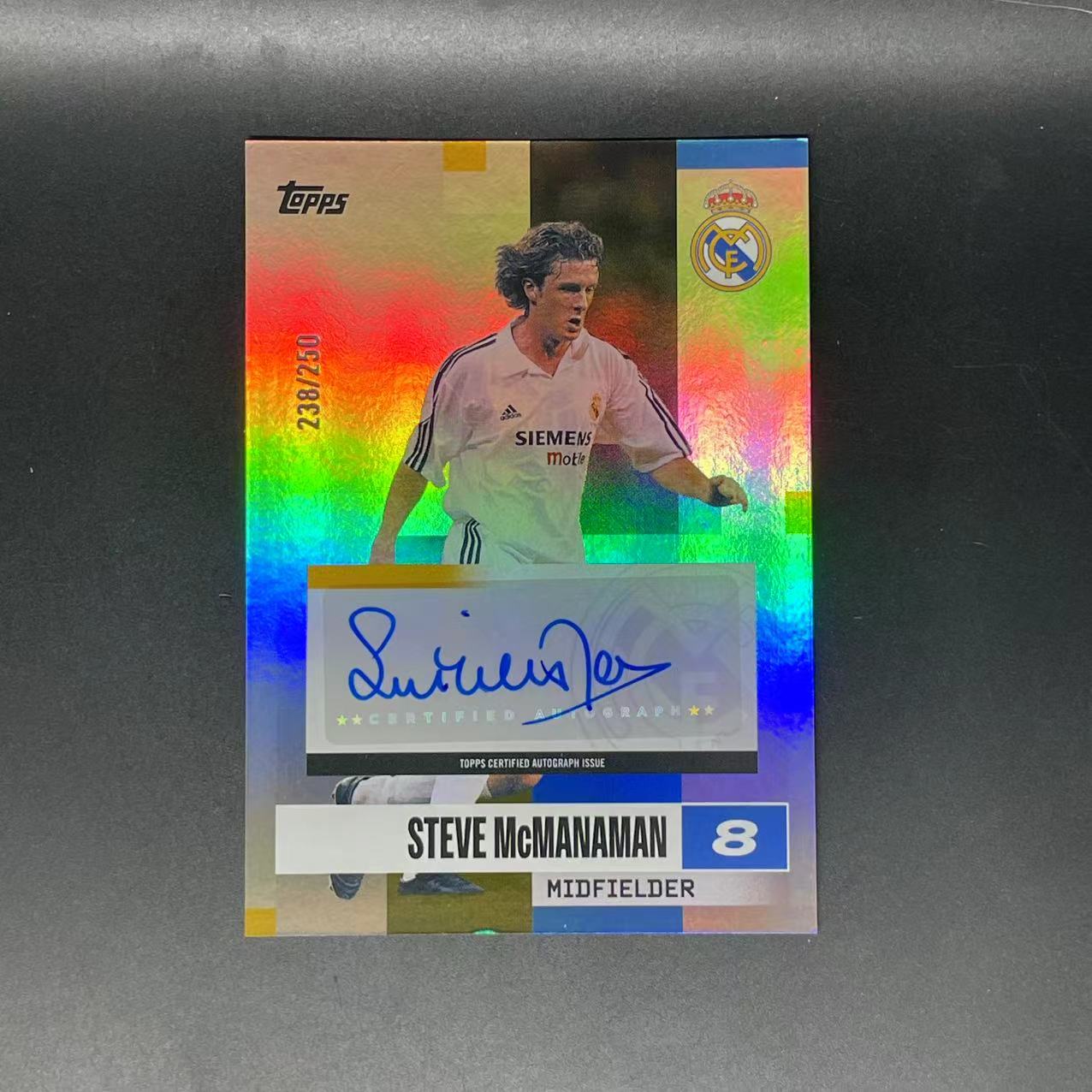2025 Topps 皇马队盒 steve mcmanaman 皇家马德里 史蒂夫 麦克马纳曼 蓝折 250编 签字 极具收藏价值 未来必涨 ...