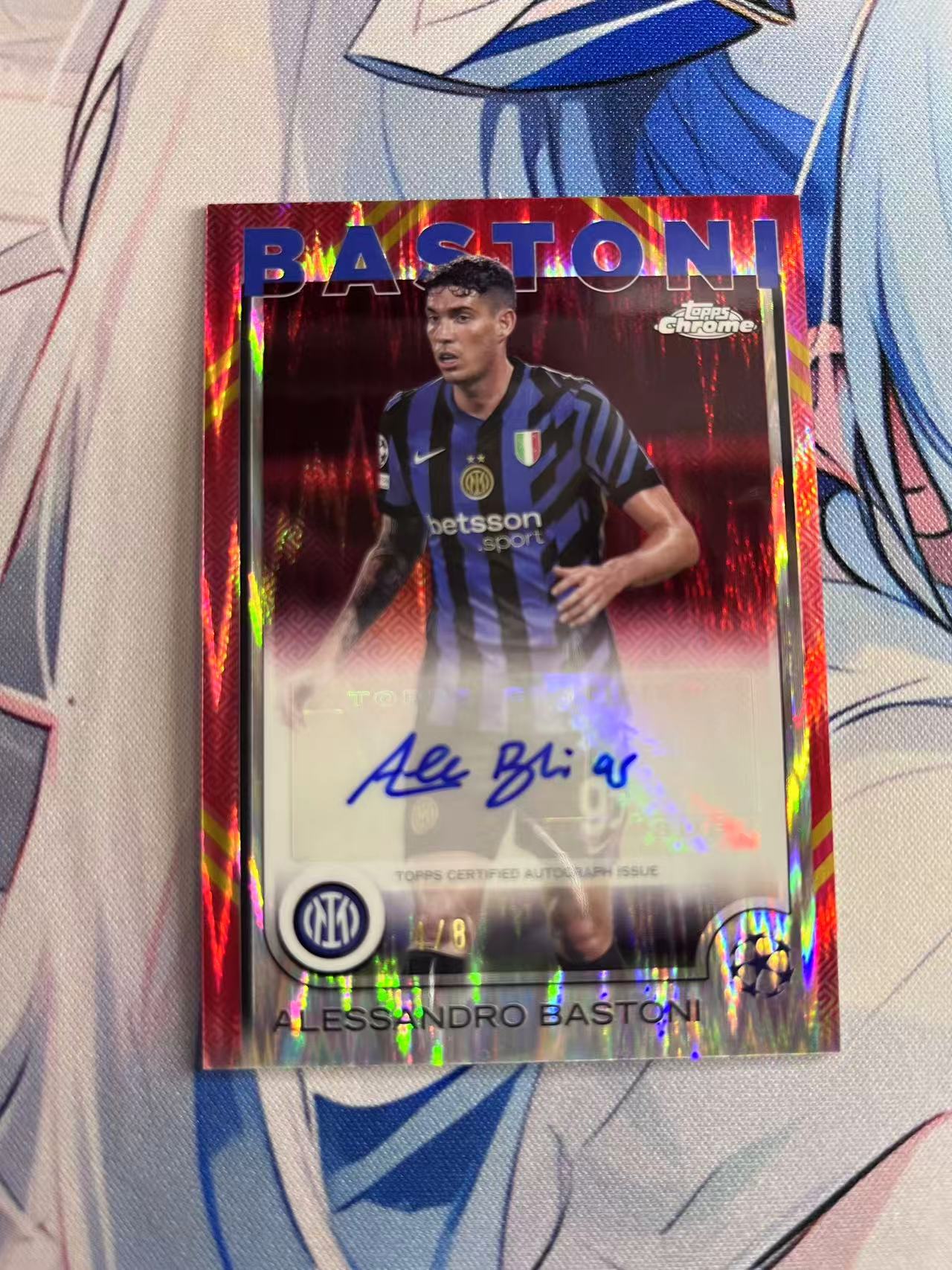 2025 Topps Chrome Alessandro Bastoni 【#Ovq】欧战 意大利 国际米兰 巴斯托尼 签字 8编 红折 首编 ...