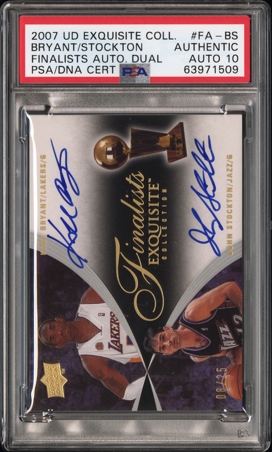 2007-08 Upper Deck Exquisite Collection Kobe Bryant 木盒 奖杯双签 科比 布莱恩特 约翰 ...