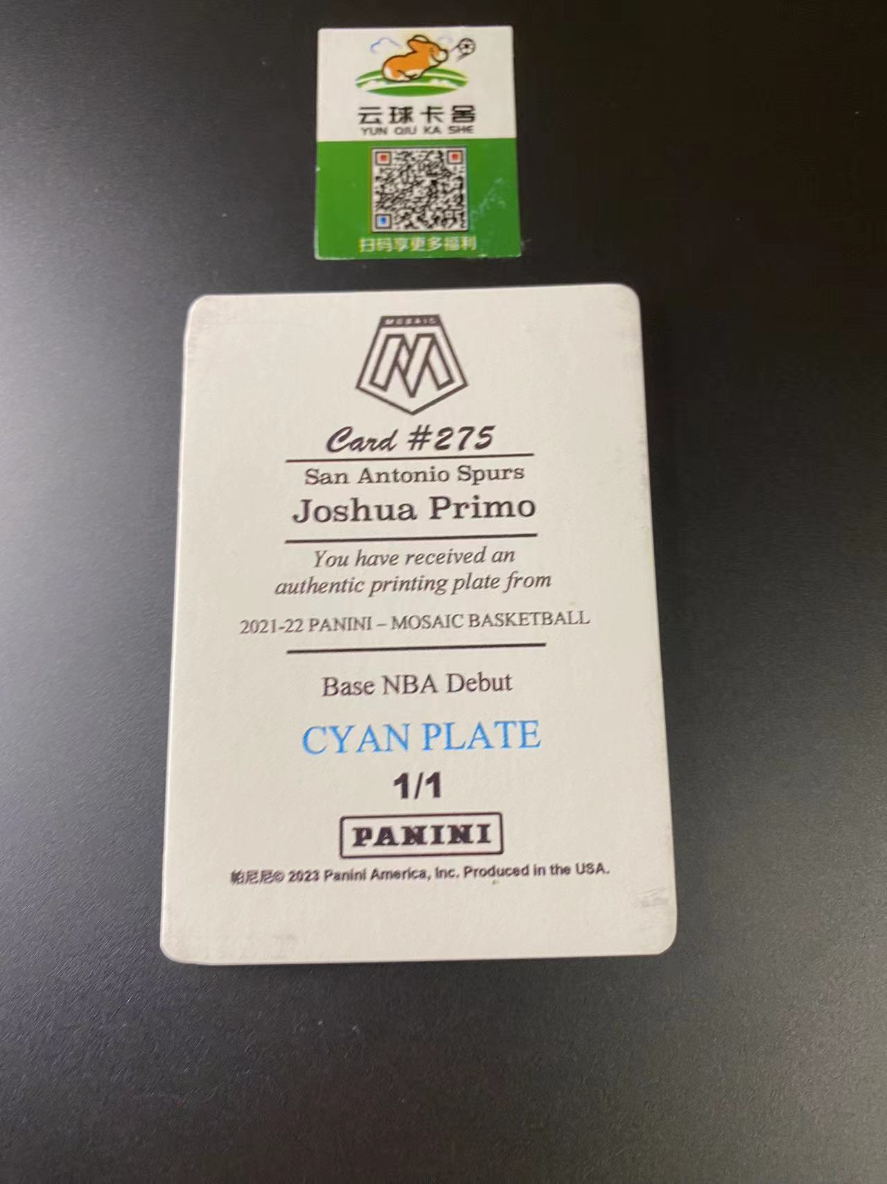 2021-22 Panini Mosaic Joshua Primo RC 普利莫 1/1编 模板 DEBUT 马刺【skkkkkk·云球代卖 ...
