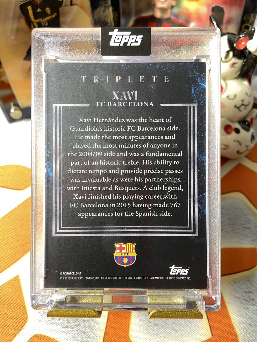 2024 Topps Triplete Xavi 巴塞罗那 巴萨 0809 三冠王队盒 哈维 签字 14/25编 原封砖 梅西伊涅斯塔亨利队友 ...
