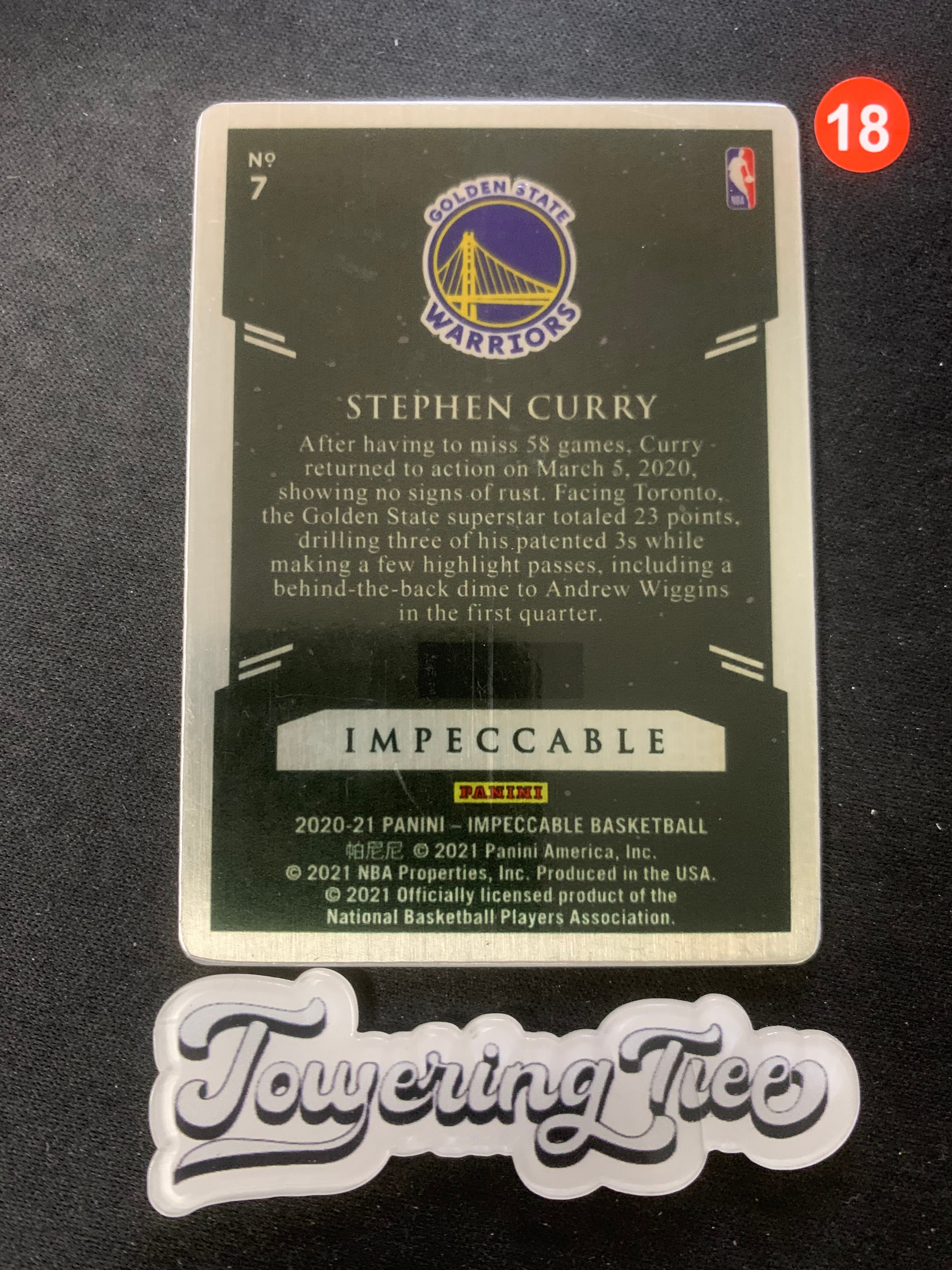 2020-21 Panini Impeccable Stephen Curry 【大树代卖】斯蒂芬库里 小真金 铁板 红平行 稀有 勇士 小 ...