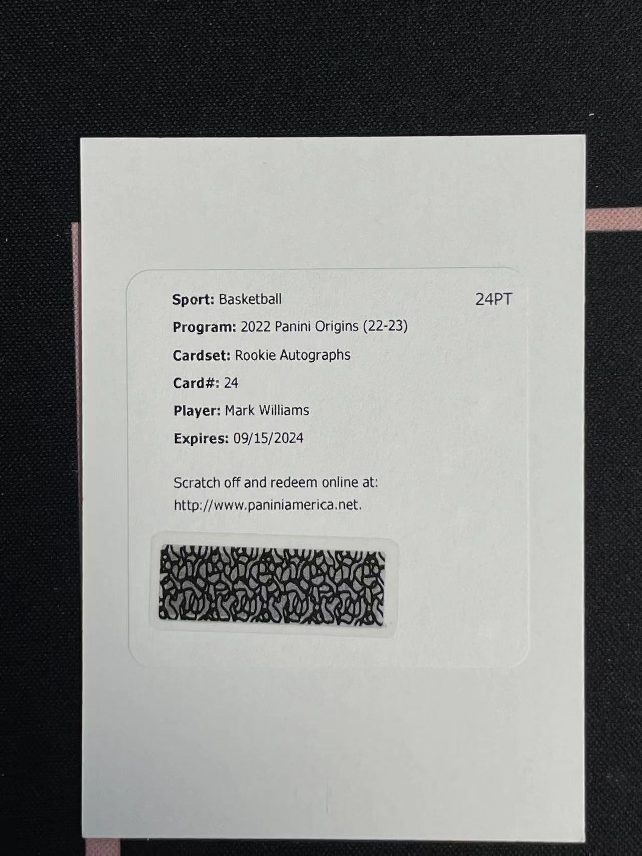 2022-23 Panini Origins Mark Williams RC 【夜语】起源 黄蜂队 新秀 马克 威廉姆斯 签字 卡签 交换板 ...