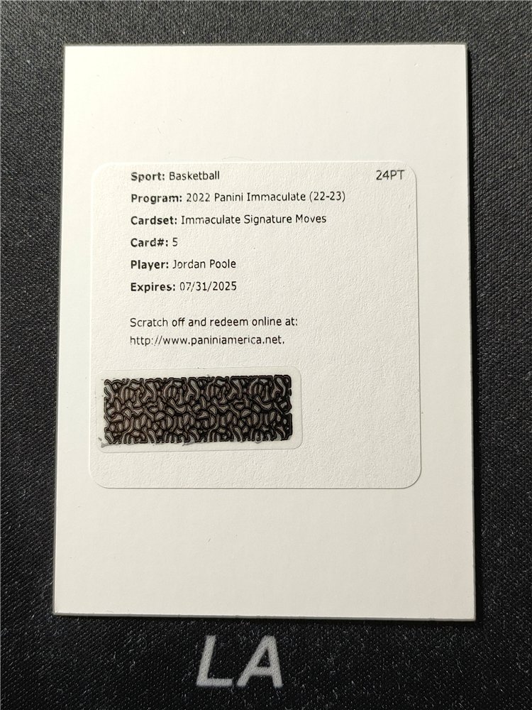 【LA拍卖】22-23 Panini Immaculate Jordan Poole 乔丹 普尔 进攻万花筒 勇士 奇才 Signature ...