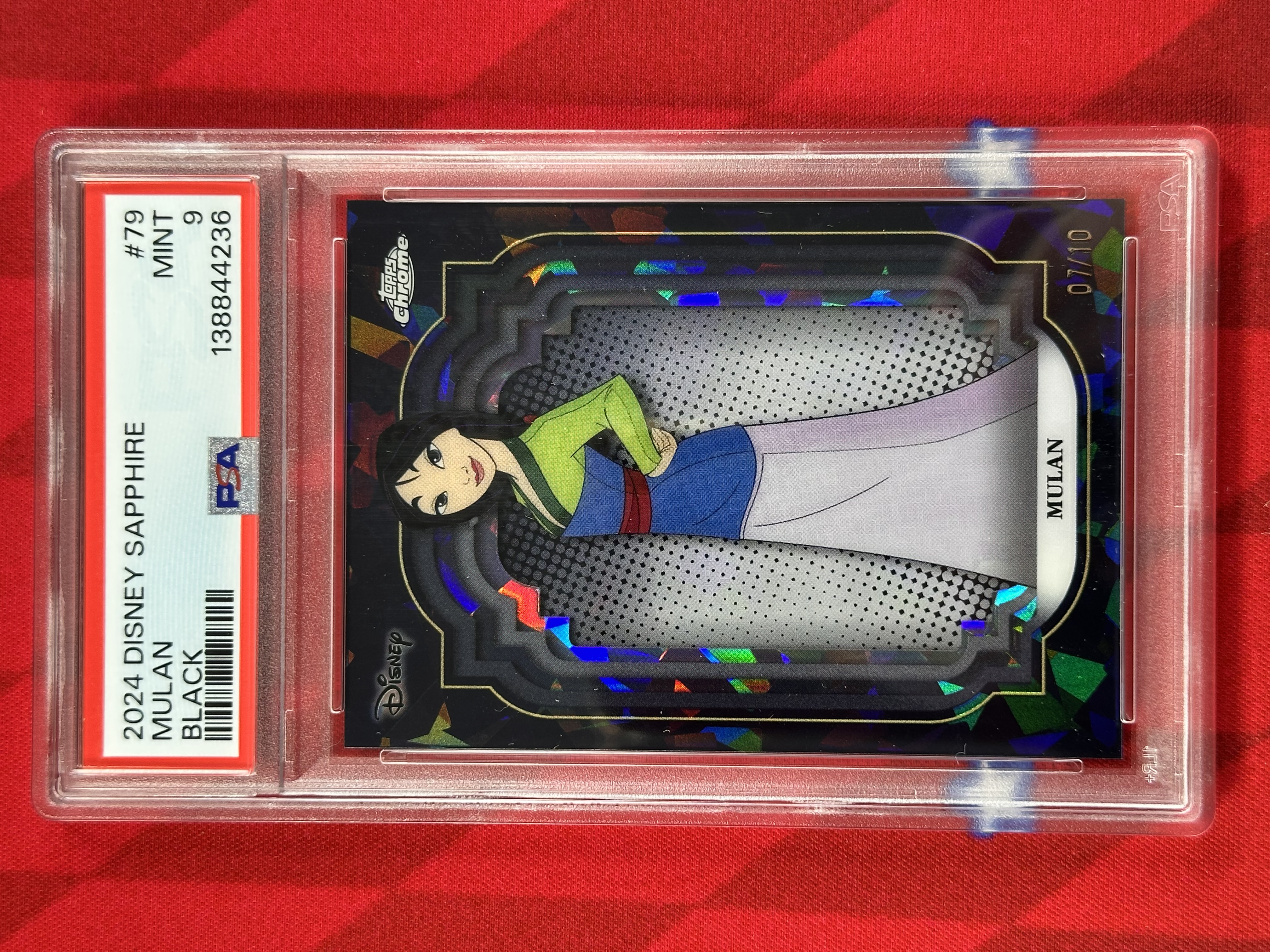2024 Topps Disney Chrome Mulan 木兰 花木兰 Base 7/10编 低编 黑碎冰折 PSA9 迪士尼 蓝宝石 ...