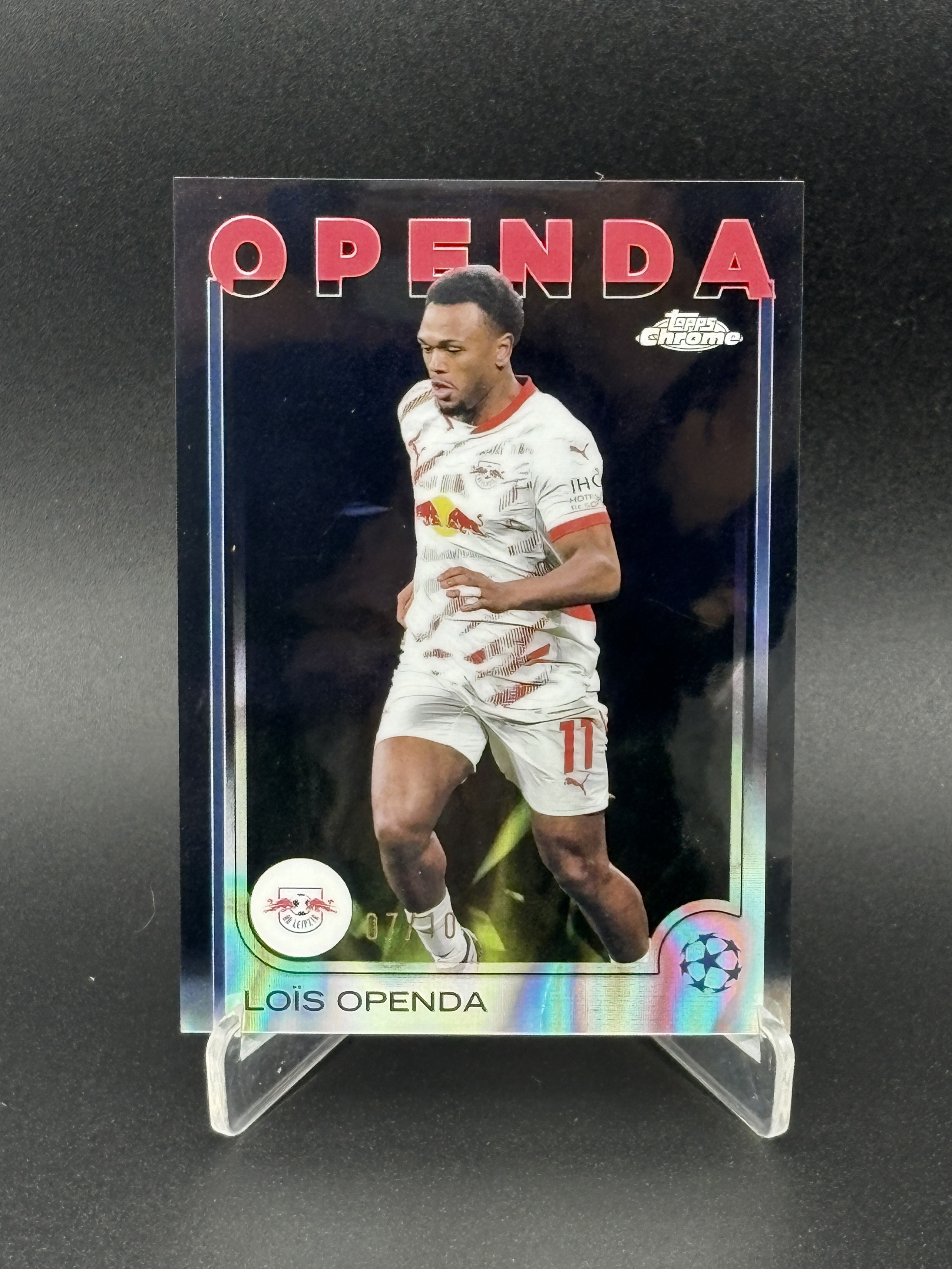 2025 Topps Chrome Lois Openda 【湖水蓝拍卖】奥蓬达 莱比锡红牛 欧战 TC 欧冠 黑熔岩折 7/10编 卡品如图 ...