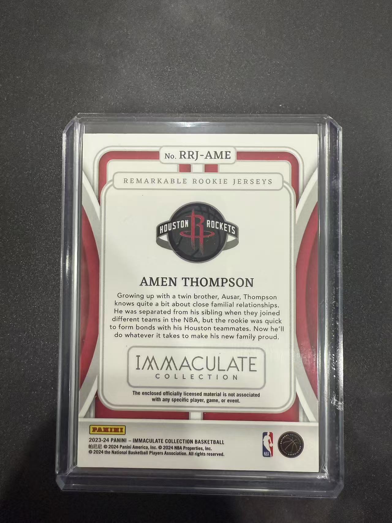 【扒卡拍卖】 2023-24 Panini Immaculate Amen Thompson RC imm 火箭 新秀 阿门 汤普森 三色 ...