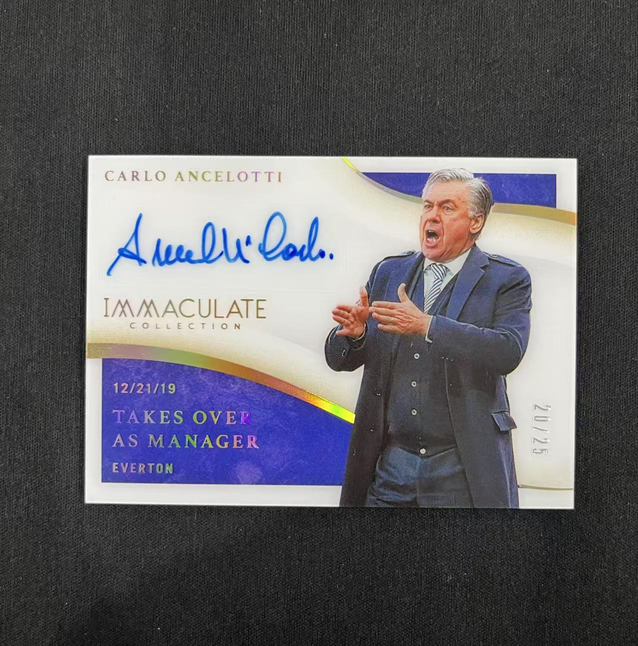 【长安代卖 截标预付80%】2020 Panini Immaculate Carlo Ancelotti 埃弗顿皇马AC米兰 安胖 安切洛蒂 签字 镜面 Takes Over As ...