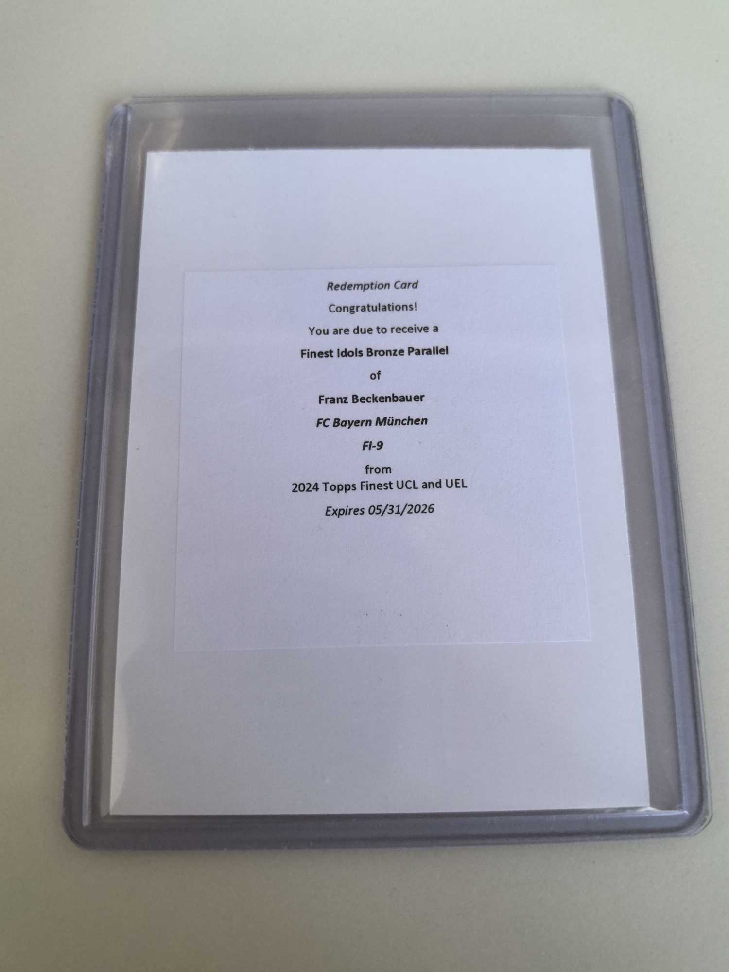 2023-24 Topps Finest UCL AND UEL Franz Beckenbauer 最佳偶像 交换版 贝肯鲍尔 足球皇帝 ...
